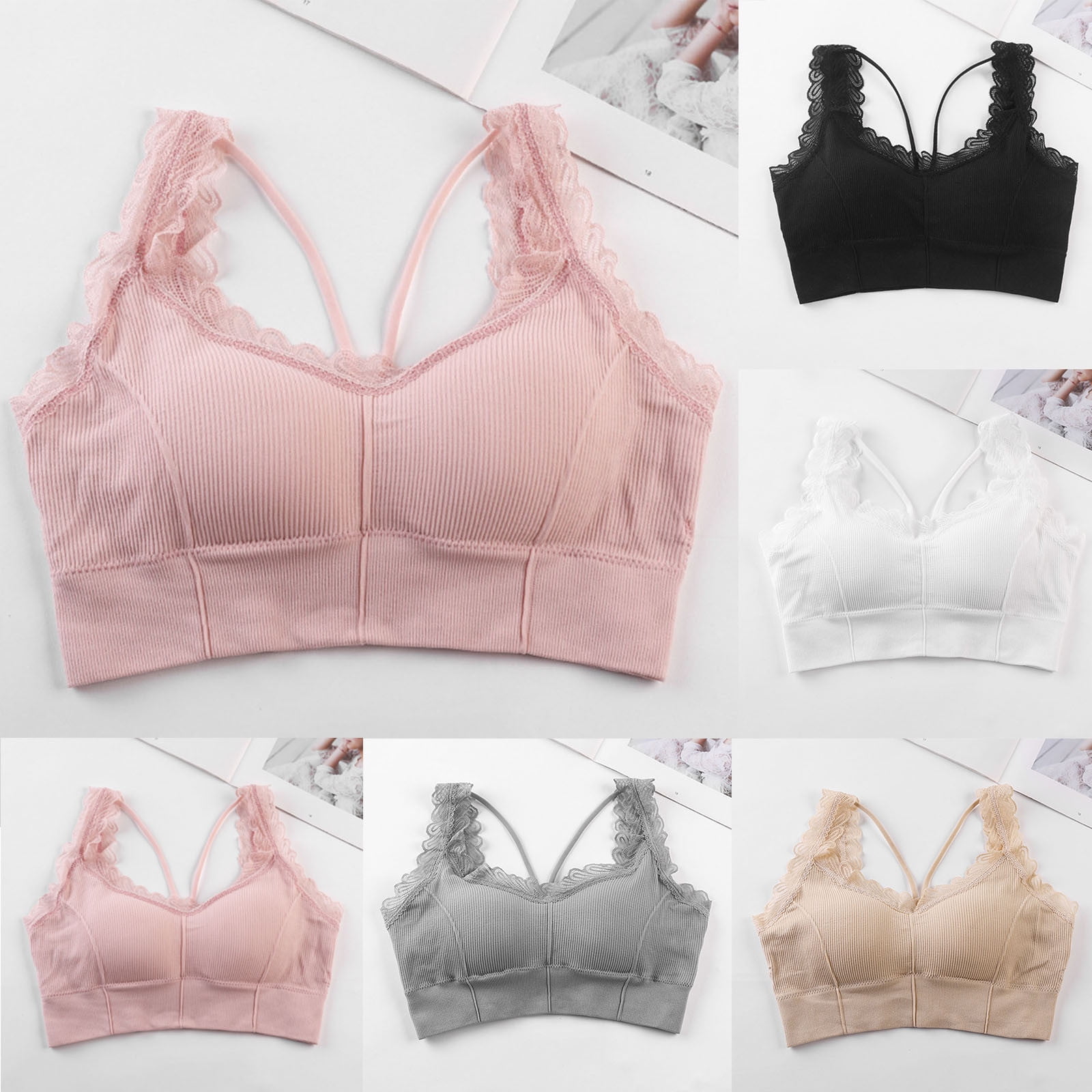 Sentmoon Push Up Bras for Women Oversize Crisscross Straps Sexy T Shirt Bra Sexy Lace Full ...