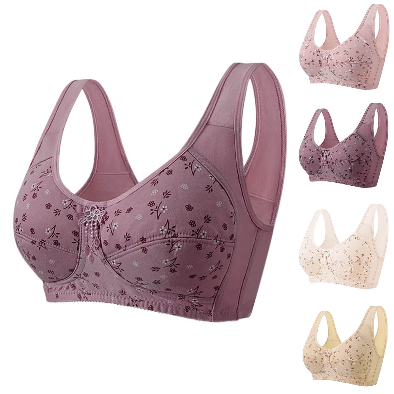Sentmoon Push up Bras for Women Plus Size Floral Print Seamless Lift T ...