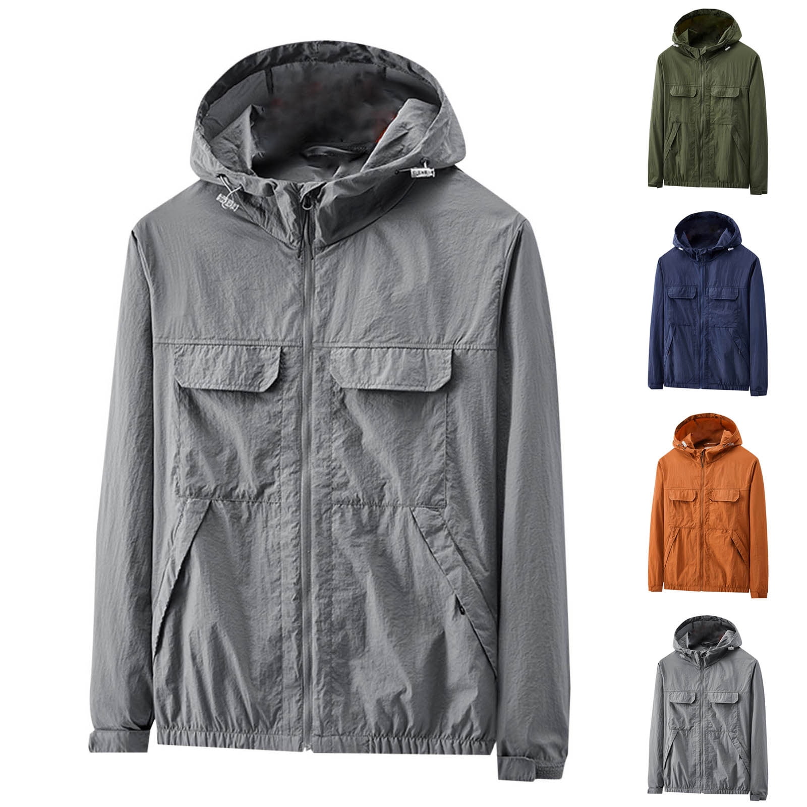 Sentmoon Rashs Guard for Men Hooded Neck Jackets with Zipper Solid ...