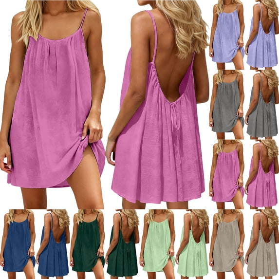 Sentmoon Spaghetti Strap Dress Breathable Loose Fit Plus Size Formal ...