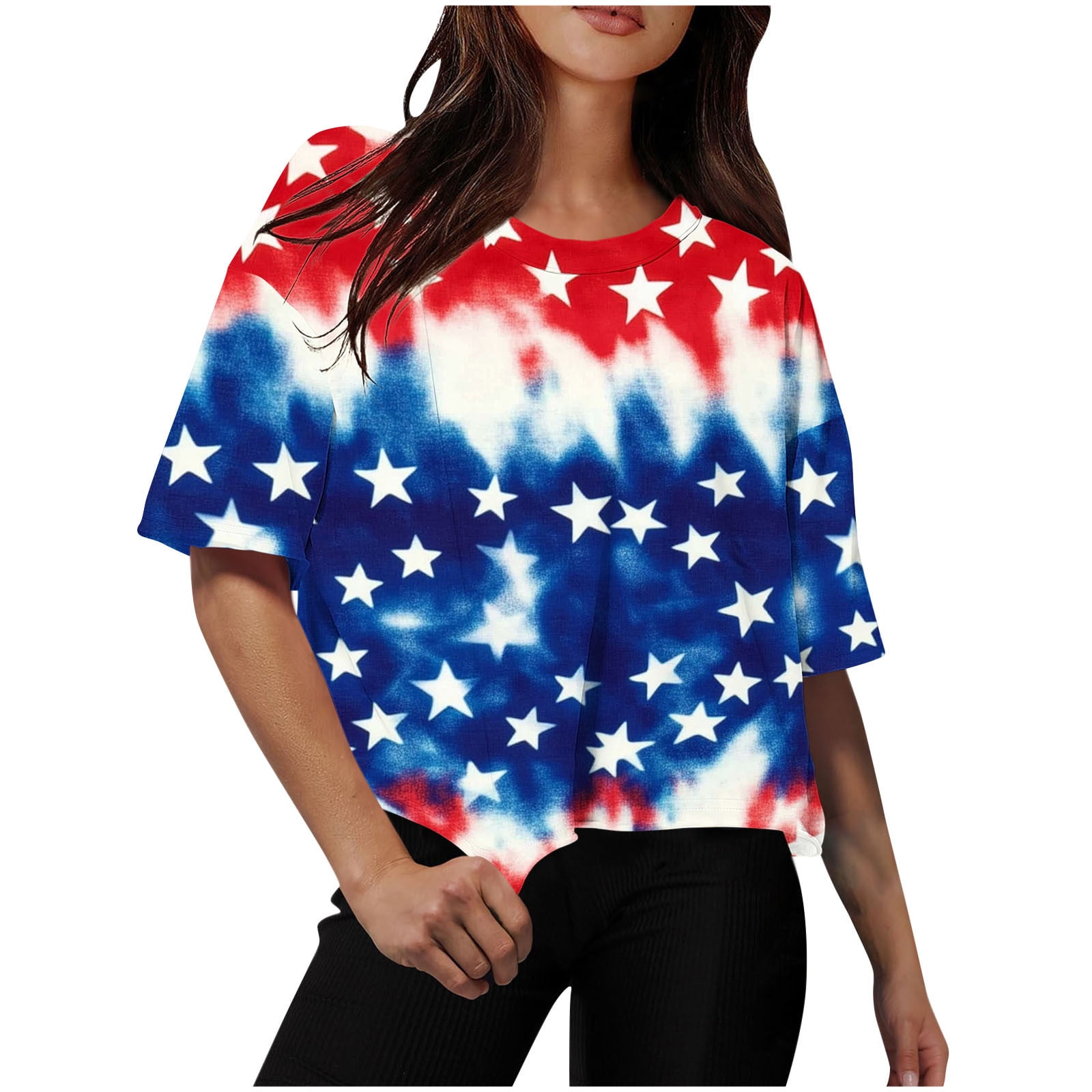 Sentmoon Spring Tops for Women 2025 Round Neck Short Sleeve Womens ...