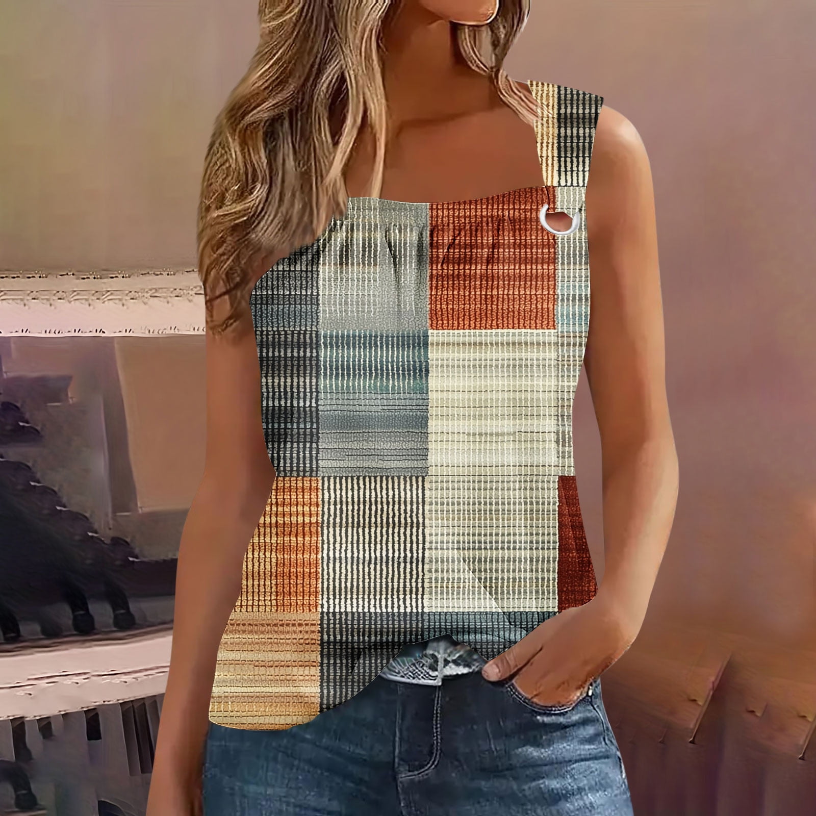 Sentmoon Spring Tops for Women 2025 Sleeveless Square Neck 2025 Summer ...