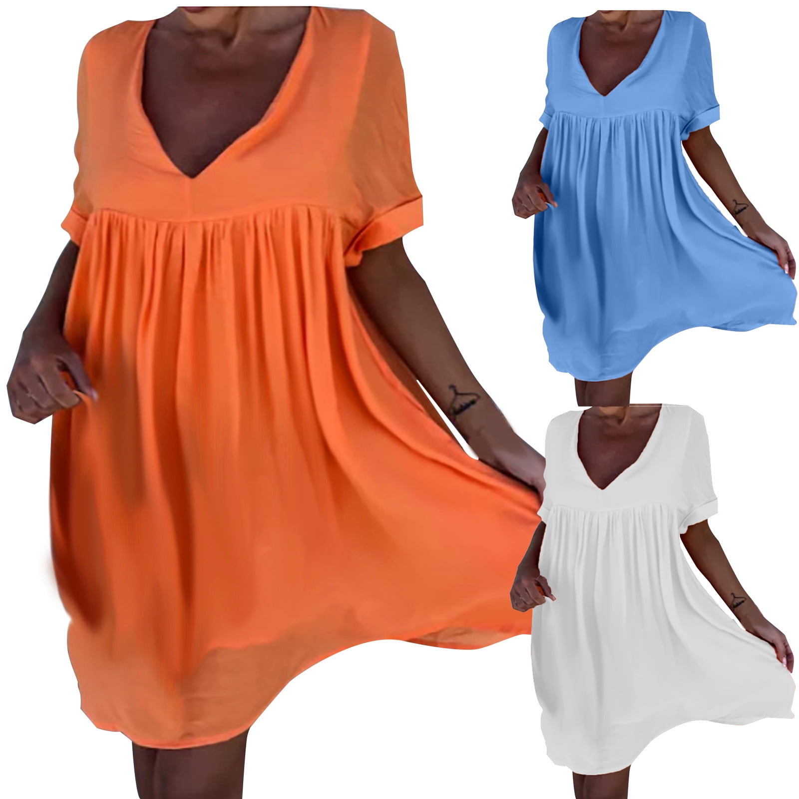 Sentmoon Summer Dresses for Women 2025 Vacationn Plus Size Short Sleeve ...