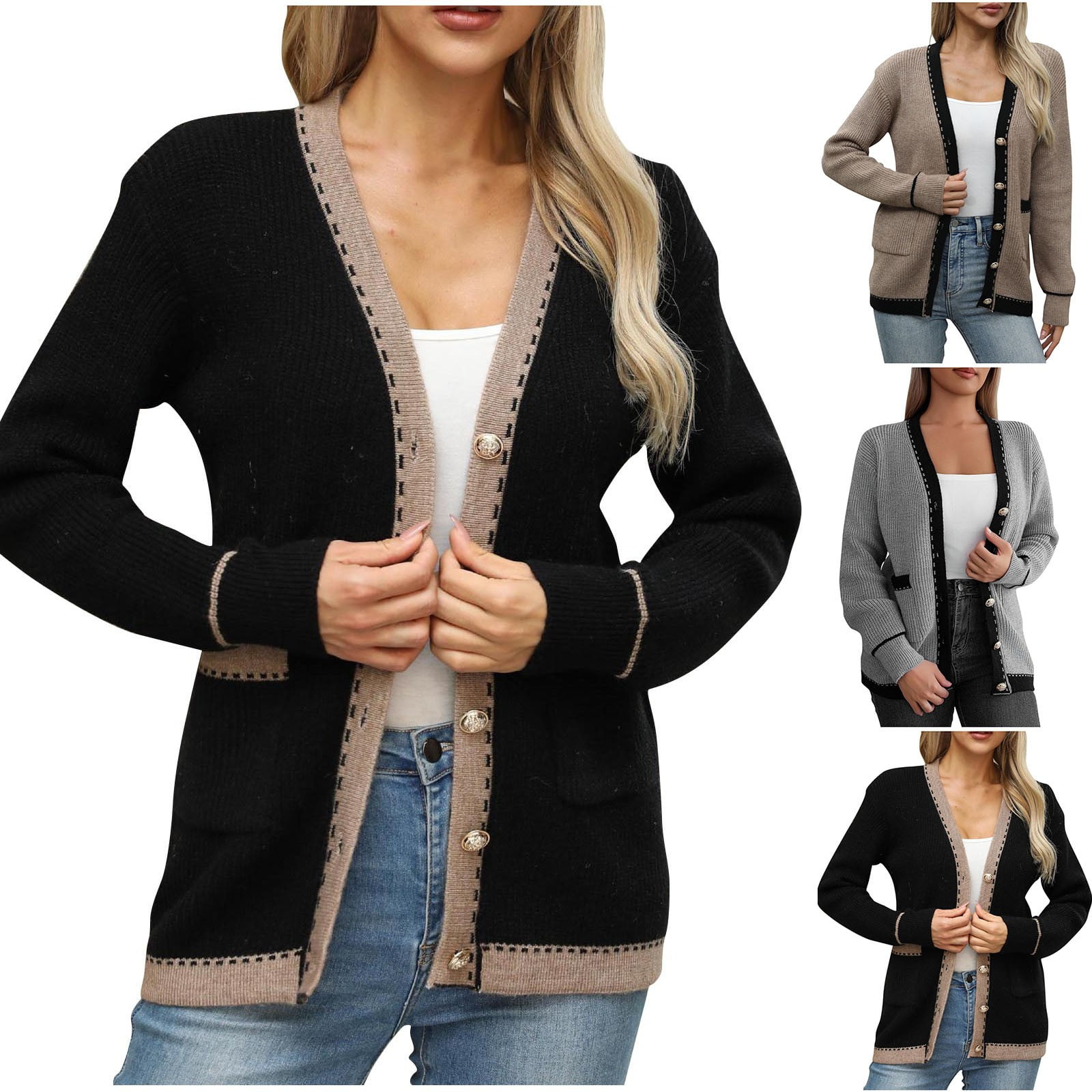 Sentmoon Sweater Cardigan Long Sleeve Oversized Sweaters Floral Print ...
