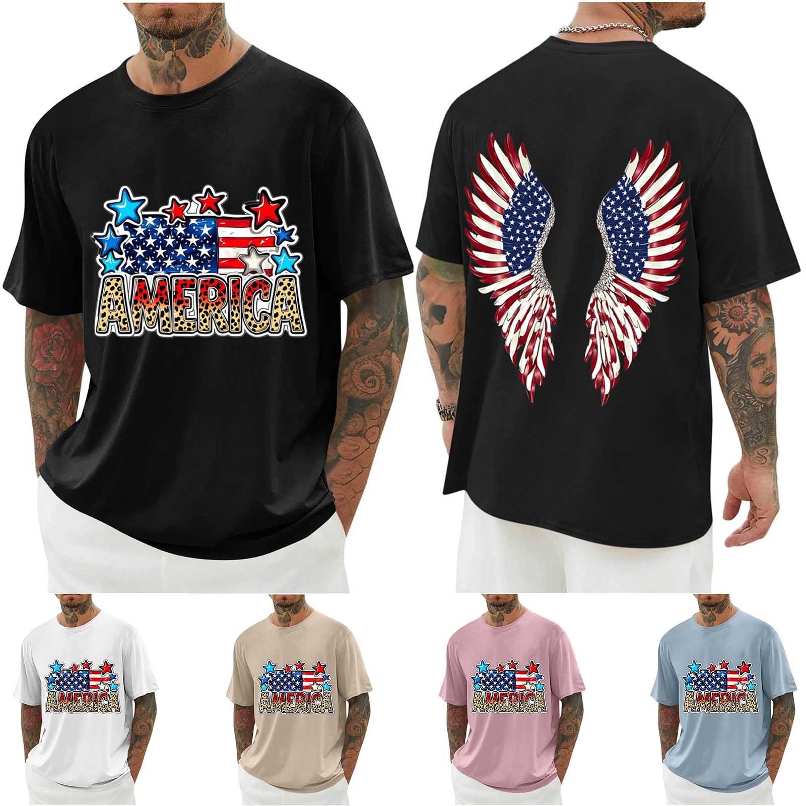 Sentmoon T Shirt Men Independence Day Print July Fourth Flowy Tops for ...
