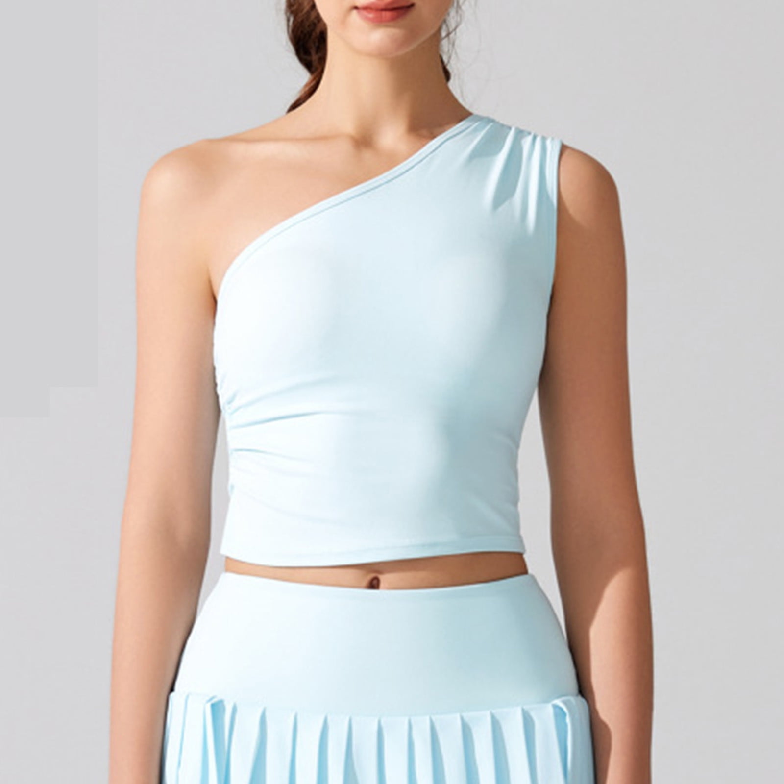 Sentmoon Tank Top with Built in Bra for Women Off Shoulder Crop Tops ...