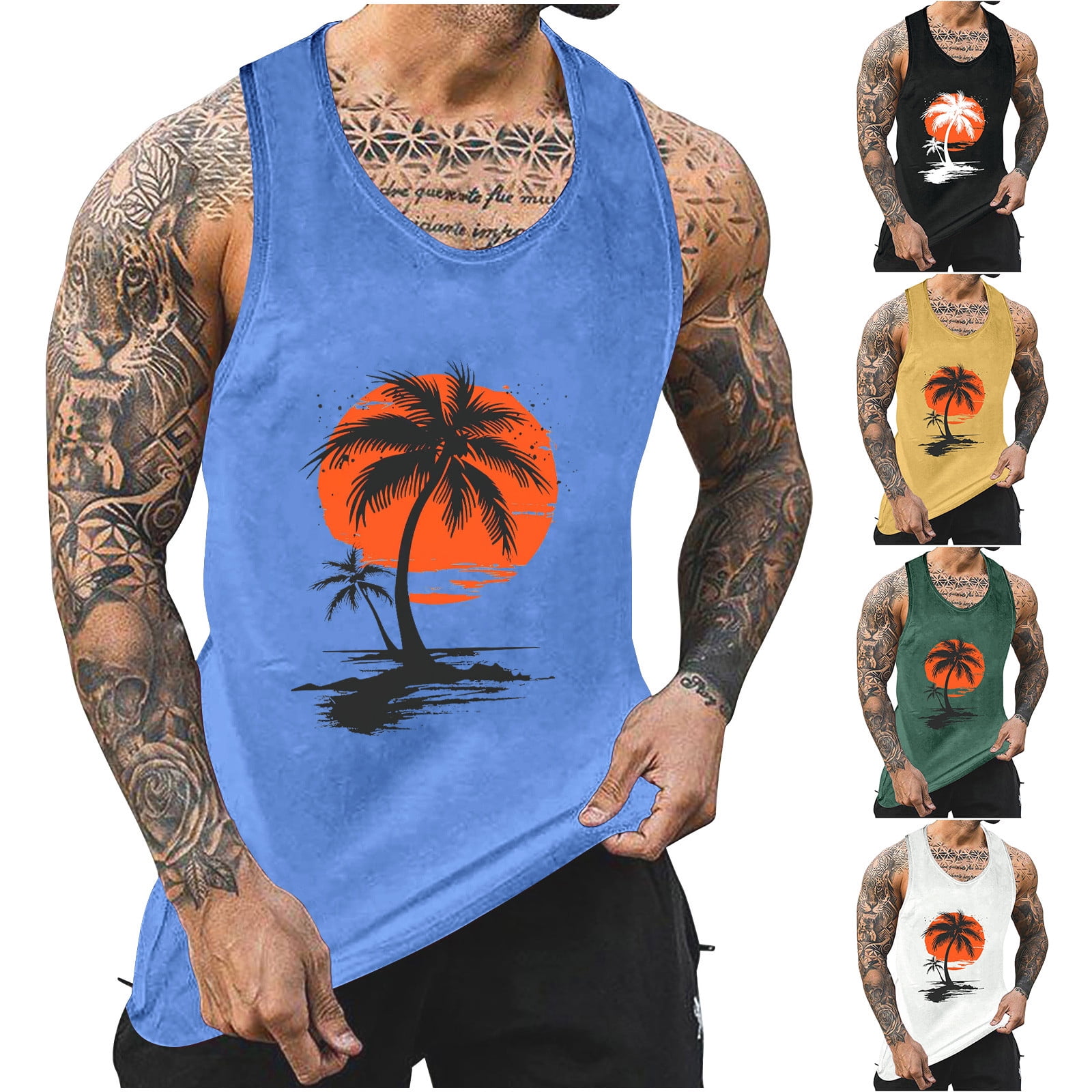 Sentmoon Tank Tops Men Summer Sleeveless Crew Neck Mens Undershirts ...