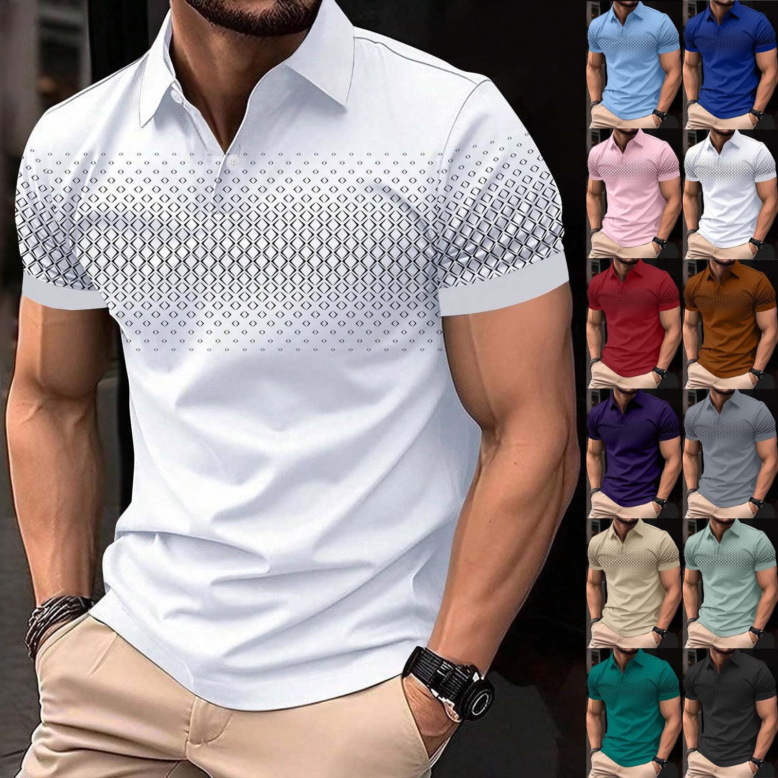 Sentmoon Travel Outfits Oversized Relaxed Turndown Collar Short Sleeve Breathable Mens Work ...