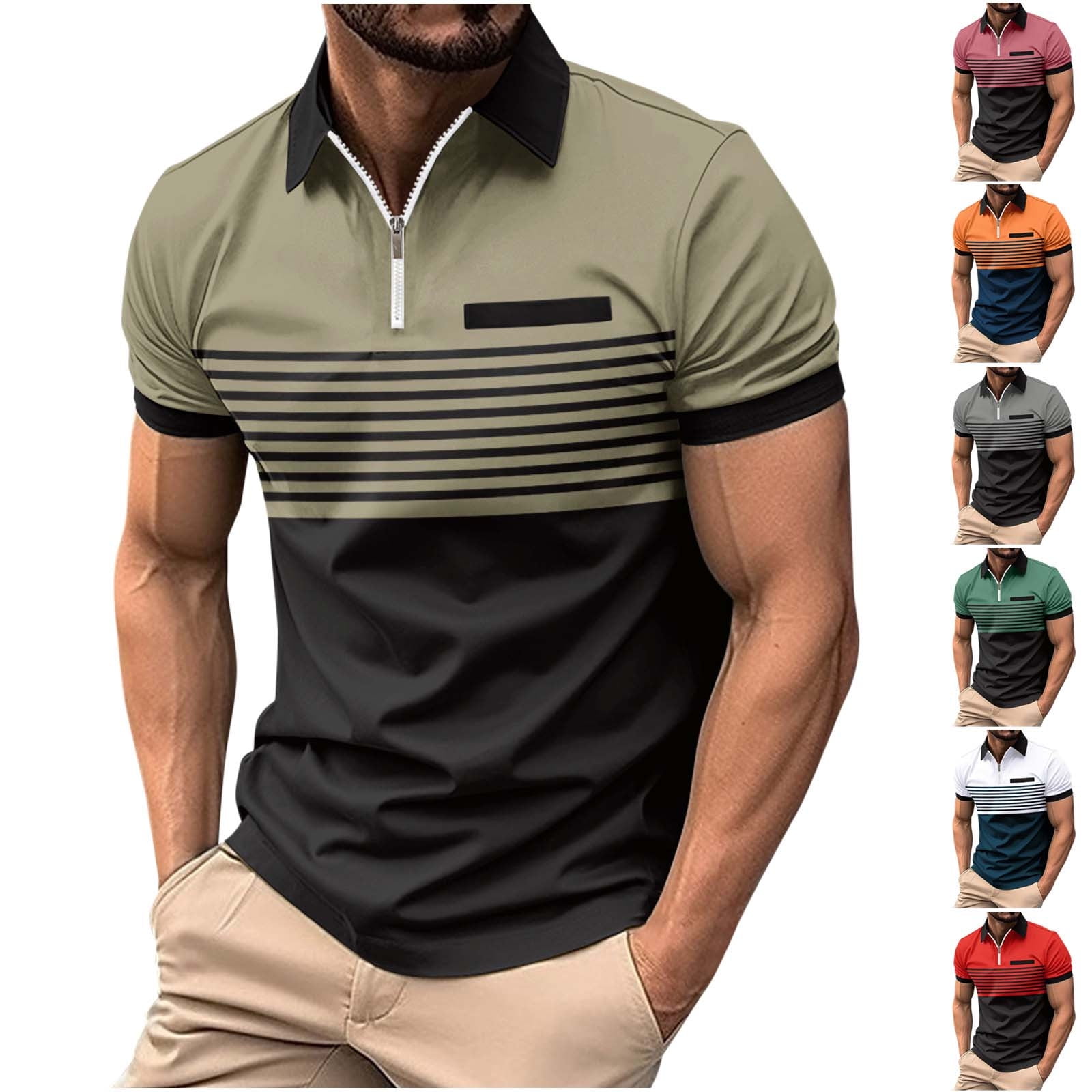 Sentmoon Trendy Tops for Mens 2025 Plus Size Loose Turndown Collar ...