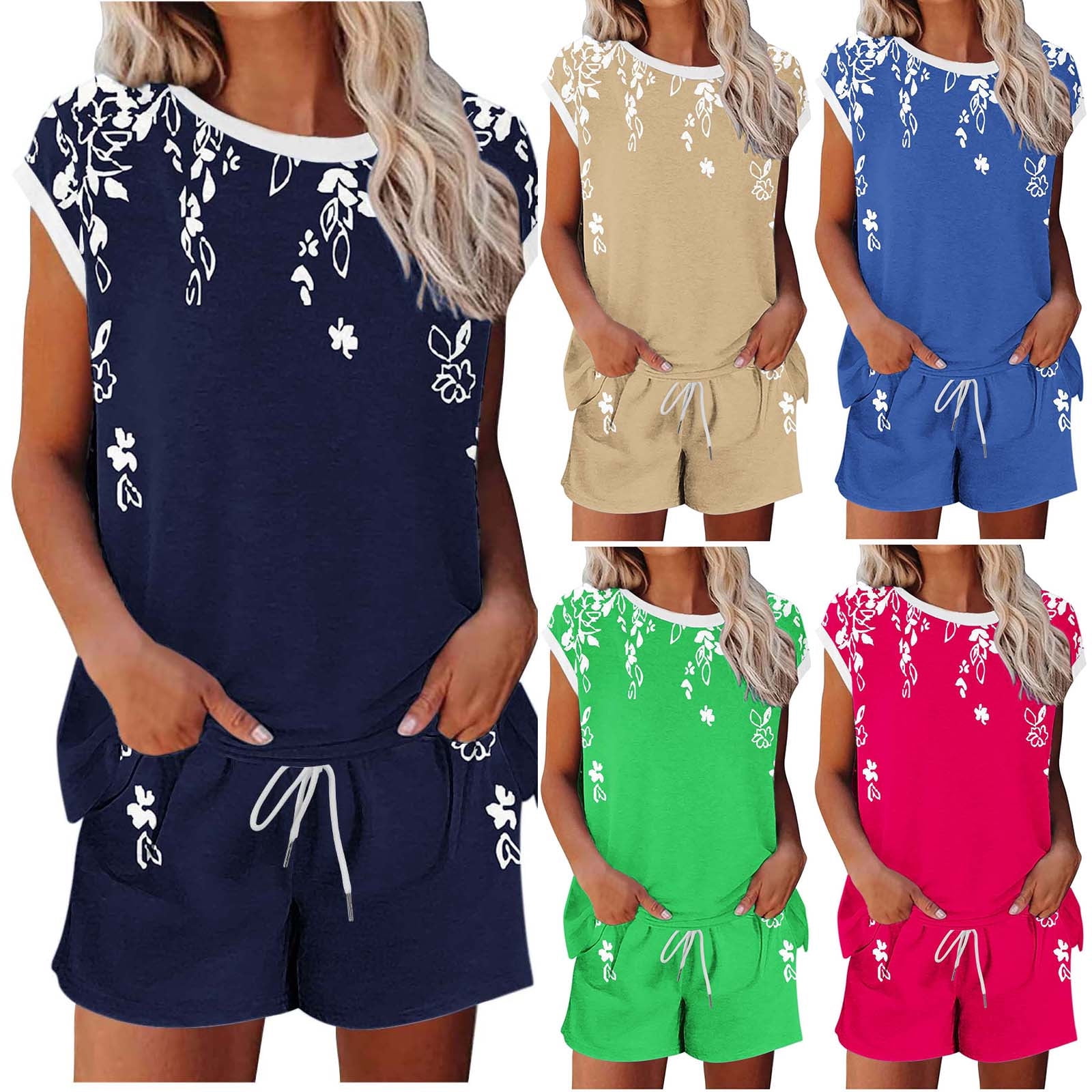 Sentmoon Two Piece Sets for Women Going out Sleeveless Crew Neck Beach ...