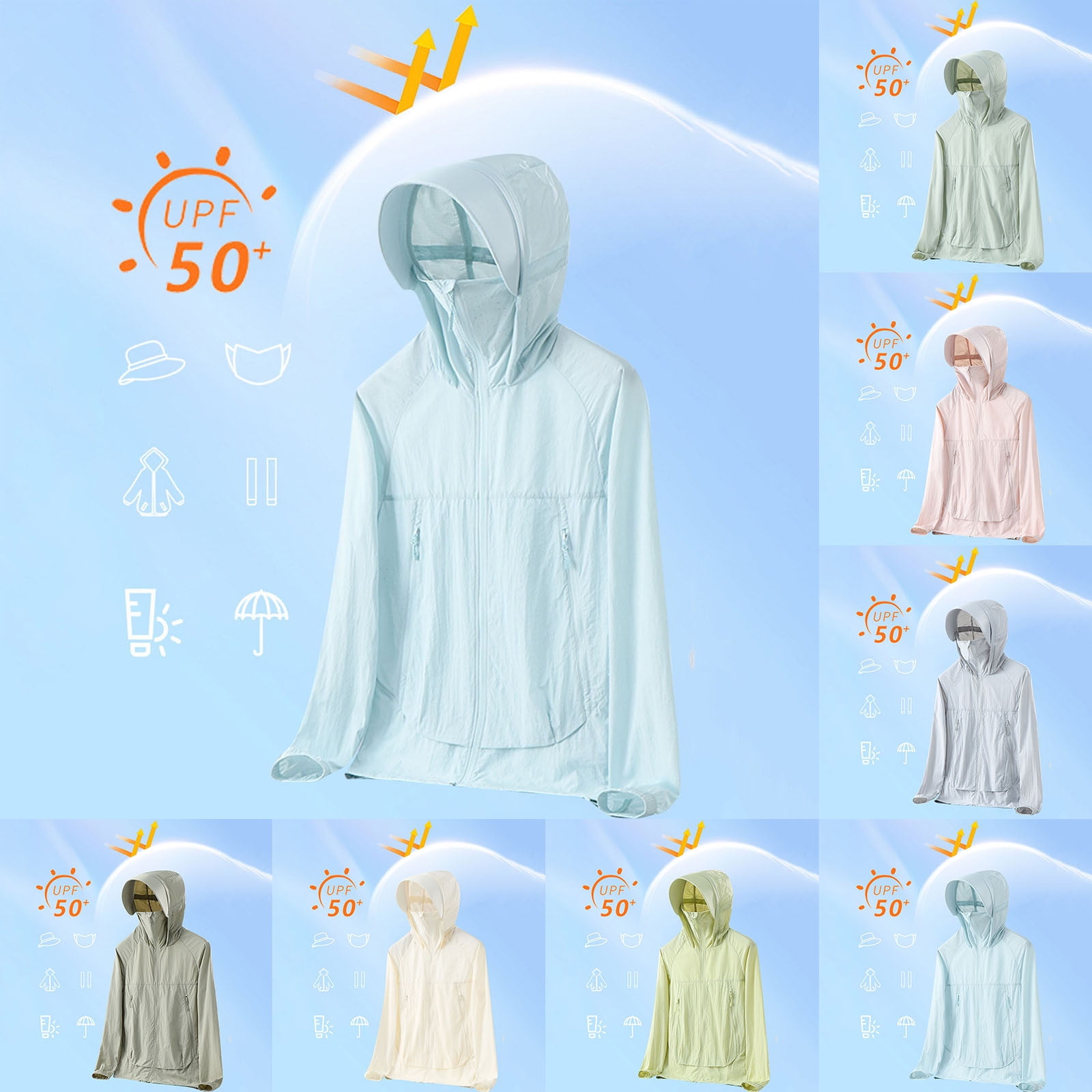 Sentmoon UPF Long Sleeve Shirt Men Hooded Neck Exercise Tops for Men ...