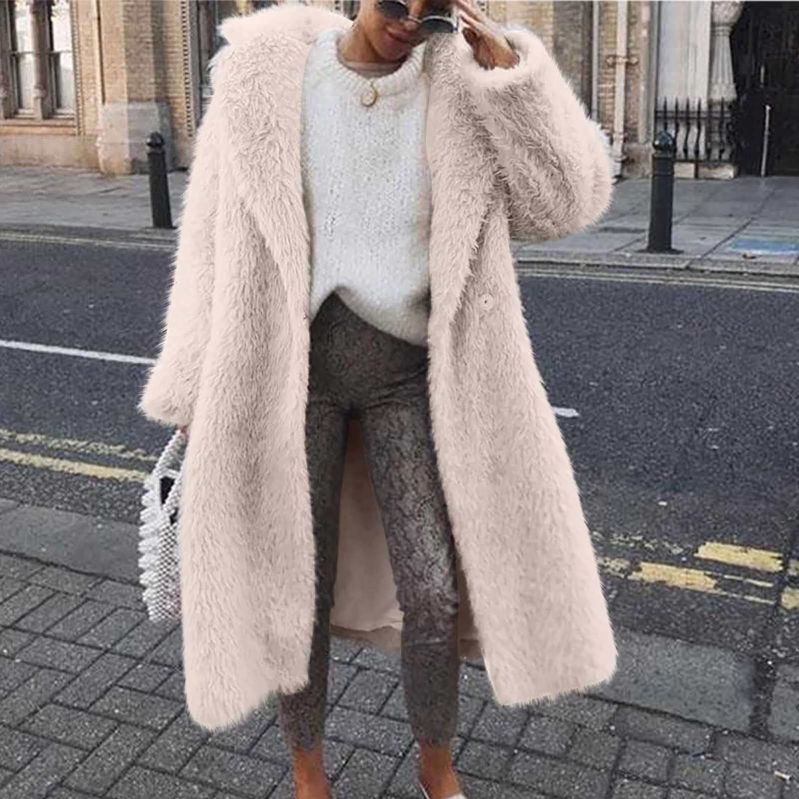 Sentmoon Warm Fuzzy Coat Long Sleeve Regular Winter Jackets for Women ...