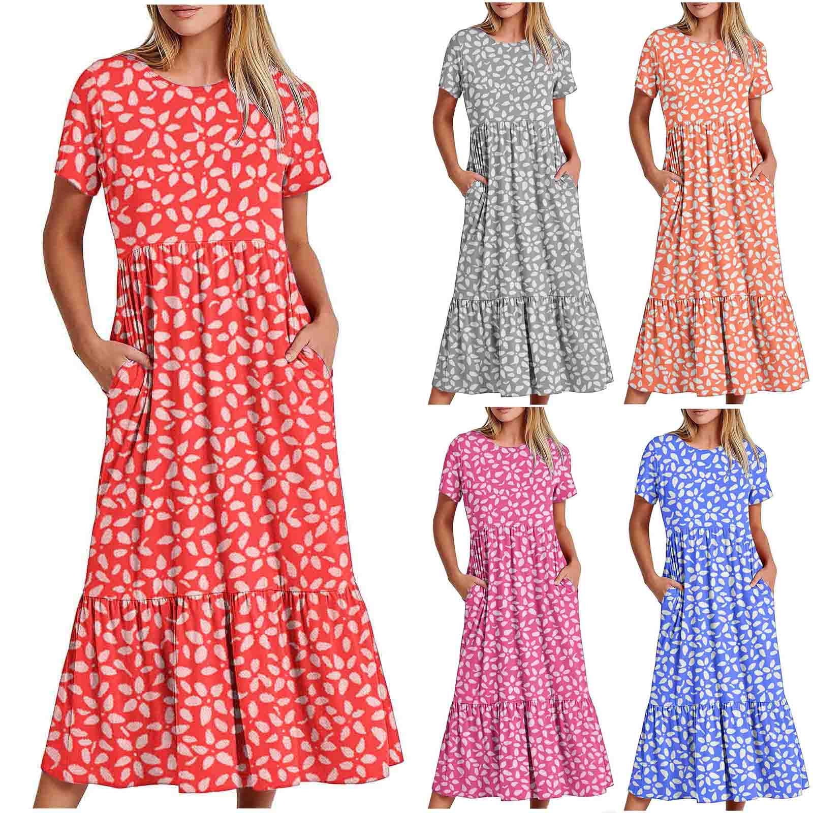 Sentmoon Wedding Guest Dresses for Women Plus Size Short Sleeve ...