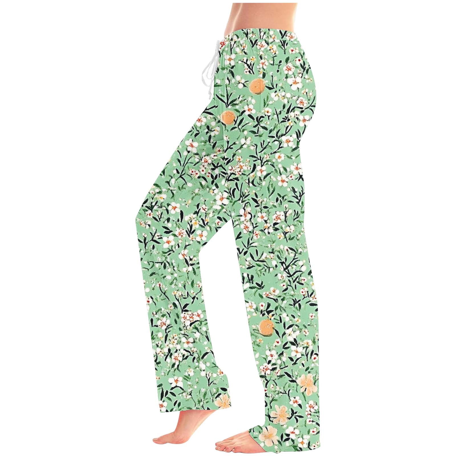 Sentmoon Wide Leg Sweatpants Women Elastic Waist Drawstring Floral ...