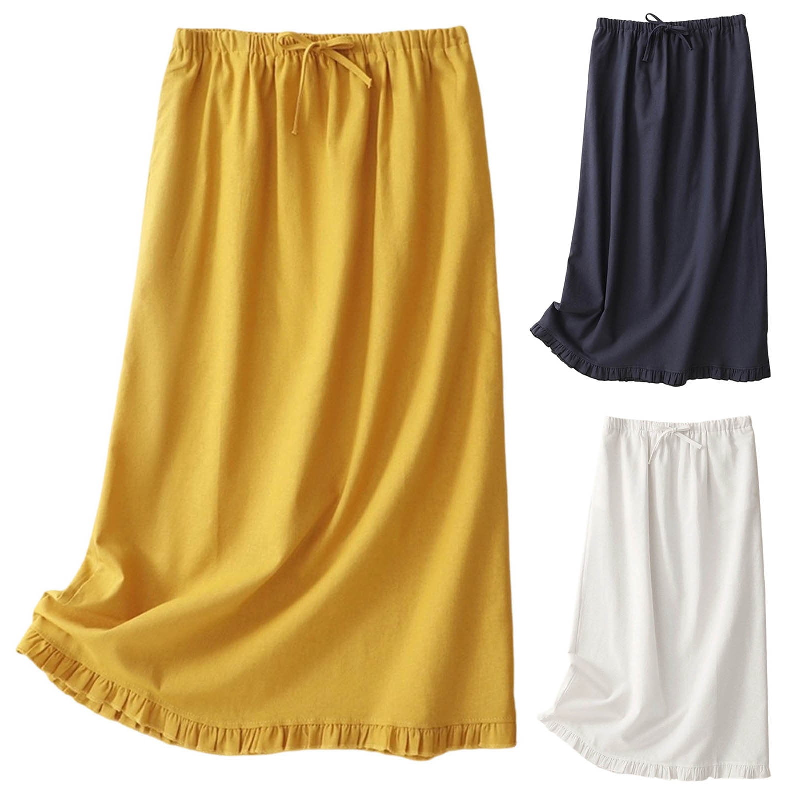 Sentmoon Women Maxi Skirt Elastic Waist Mini Skirt with Shorts Soft and ...