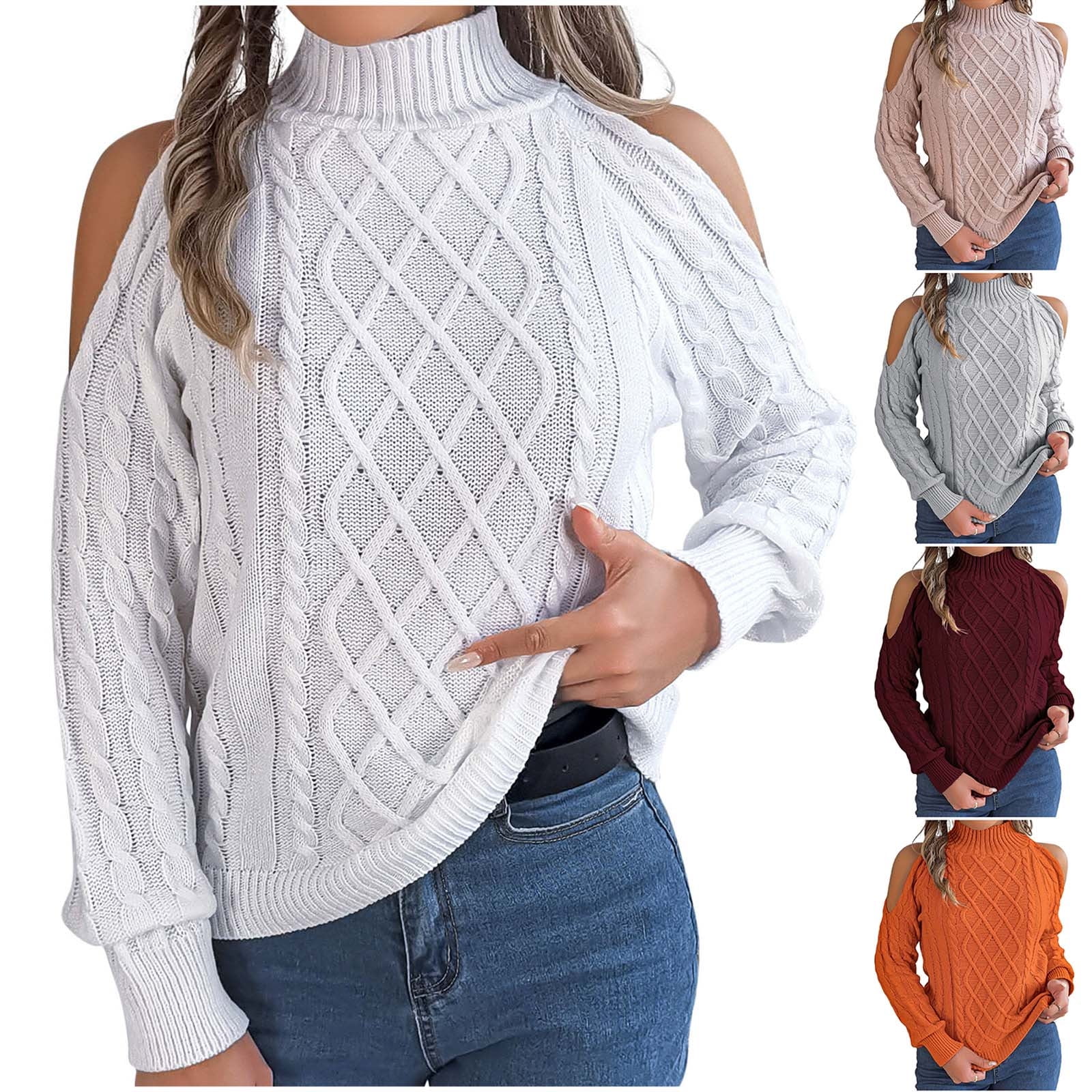 Sentmoon Women Sweaters High Neck Long Sleeve Brunch Outfits for Women ...