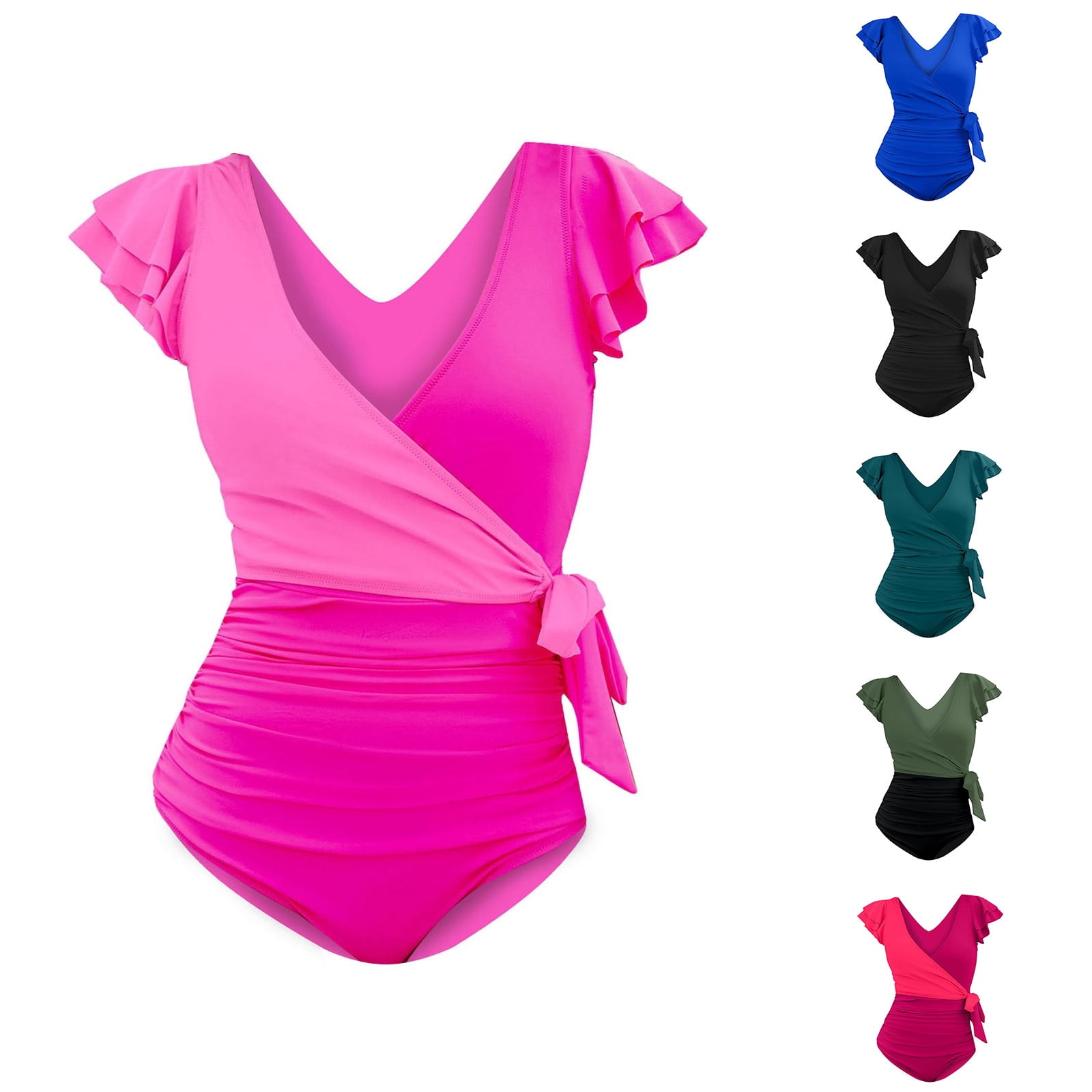 Sentmoon Women's One Piece Swimsuit with Built in Bra Spaghetti Strap ...
