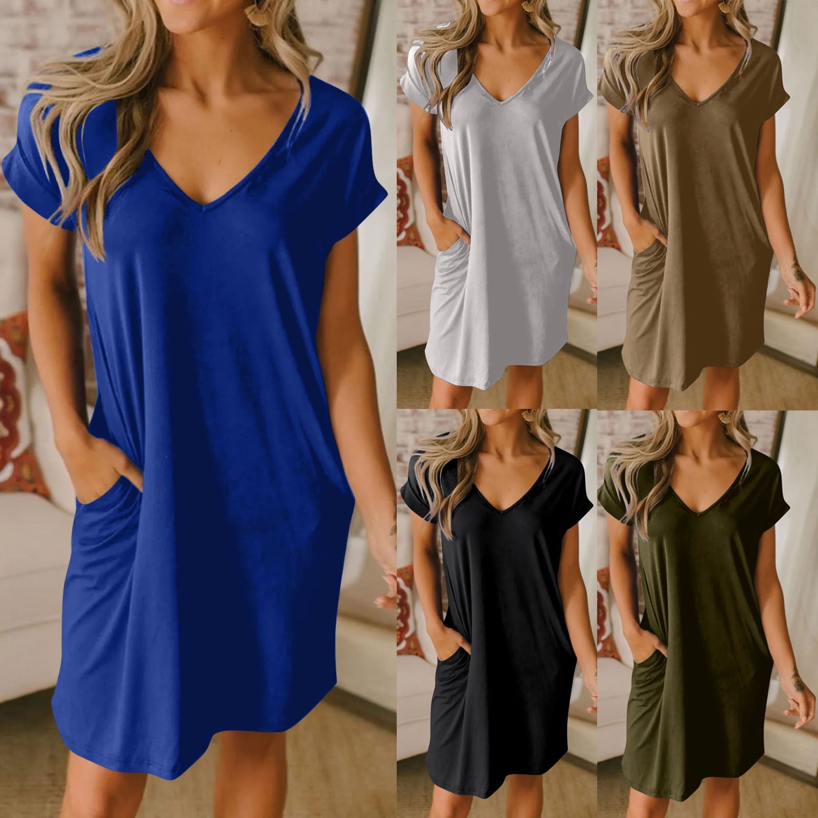 Sentmoon Womens Casual Summer Dresses Oversized Short Sleeve Sun ...