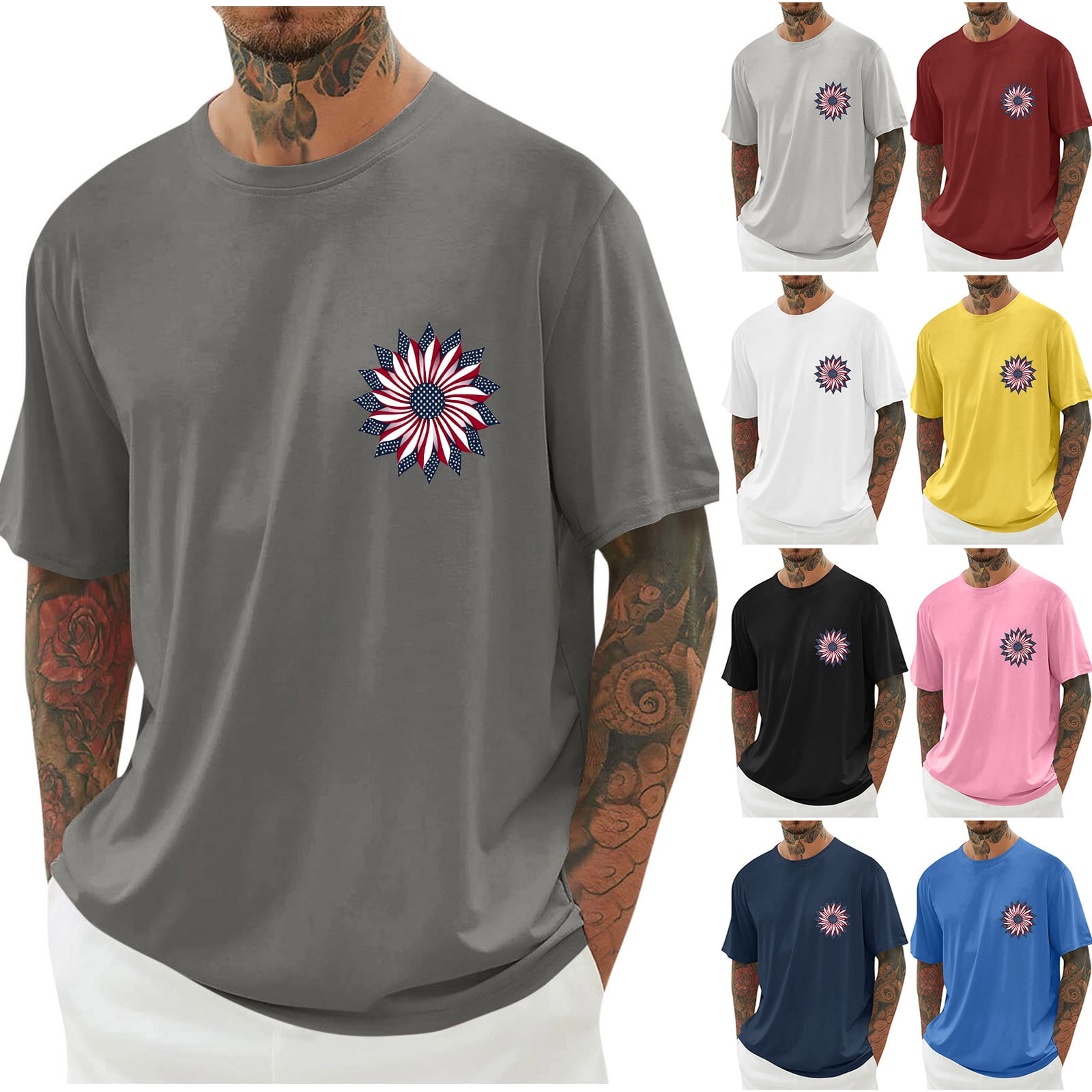 Sentmoon Work Tops for Men Independence Day Print Fourth of July Shirts ...