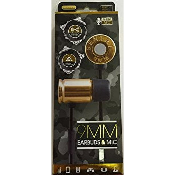 Sentry 9MM Bullet Earbuds with Mic Gold Earbuds - Walmart.com