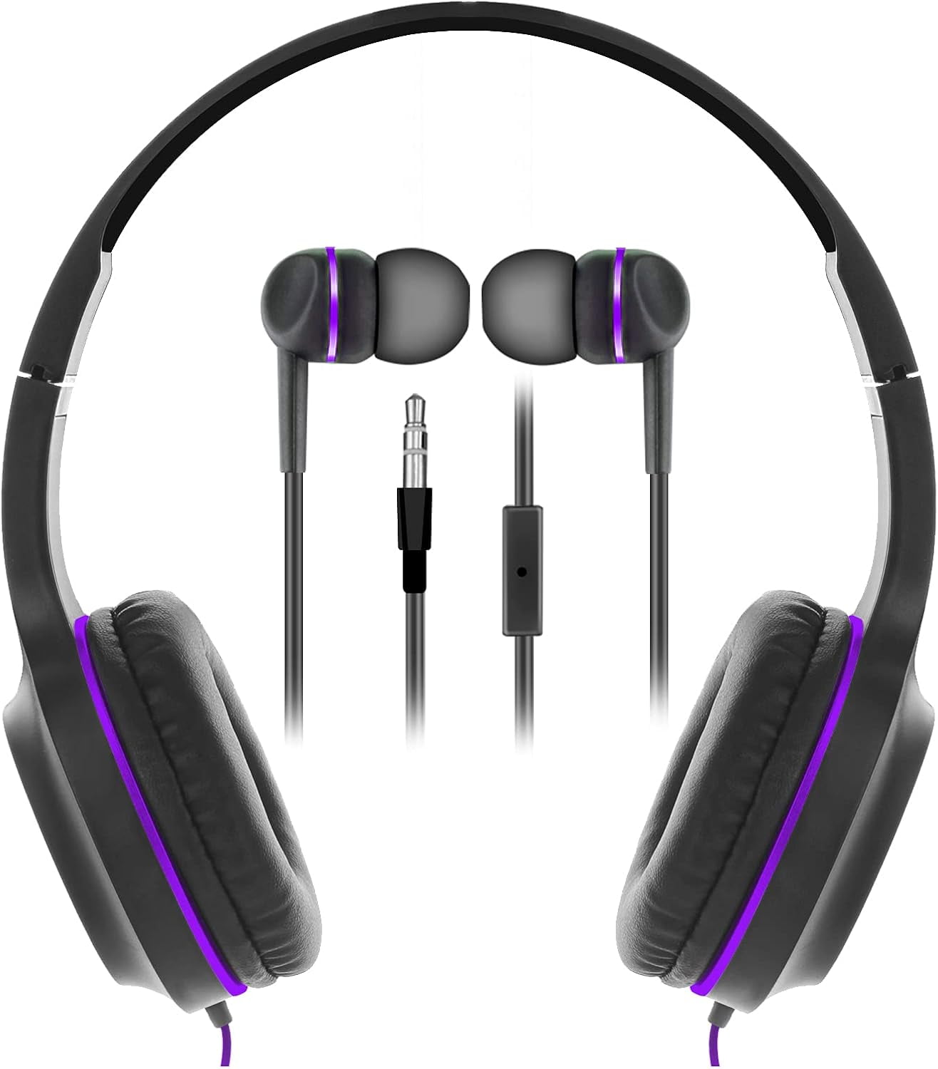 Sentry BLWHC103 Two Pack Headphone & Earbuds, Black/Purple - Walmart.com