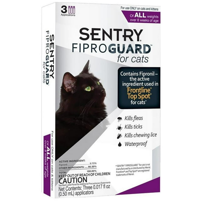 Sentry Fiproguard Flea & Tick Treatment for Kittens and Cats, 3 Monthly ...