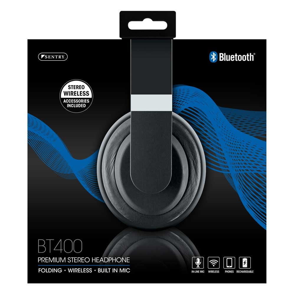 Sentry Premium Stereo Folding Wireless Headphones with In-Line Mic ...