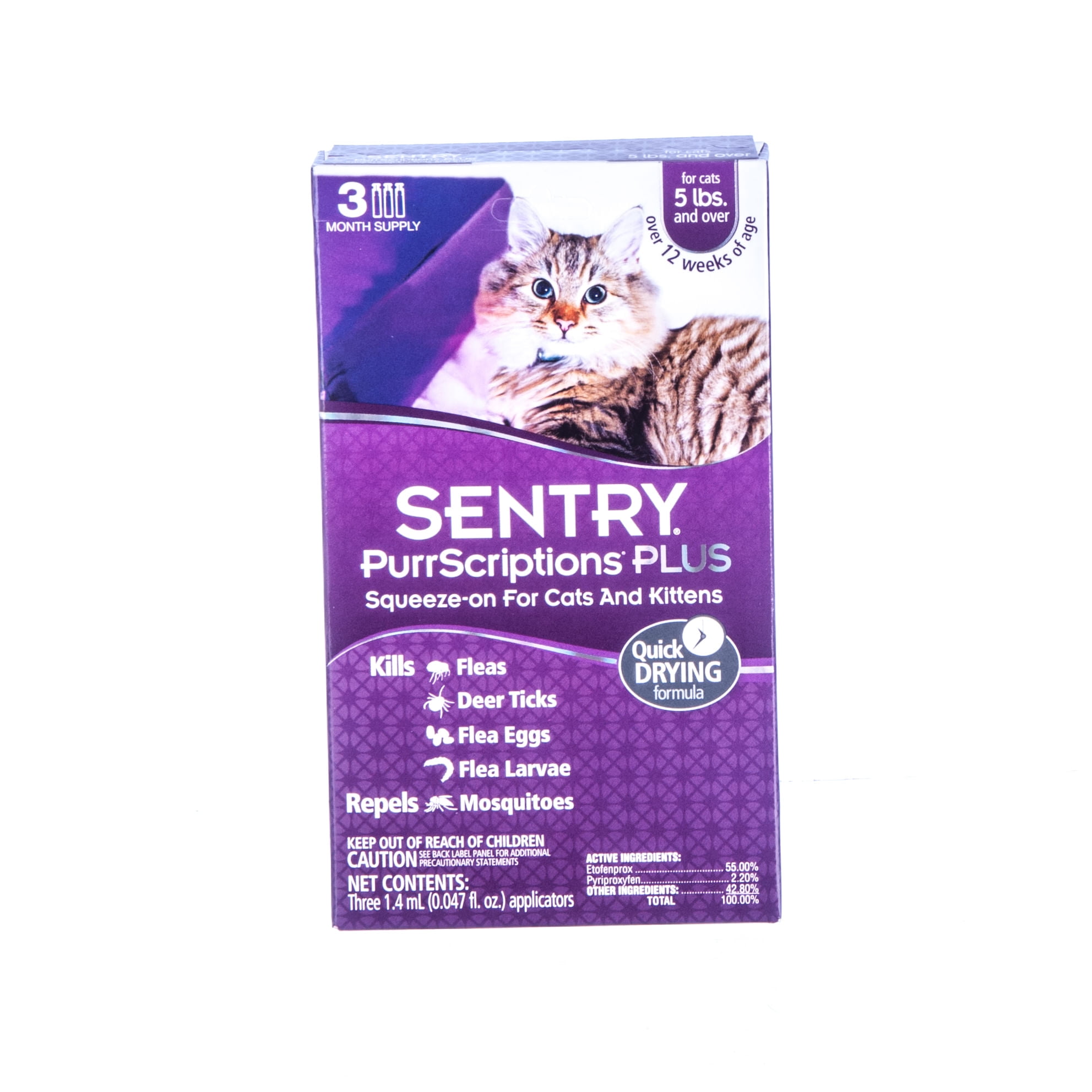 Sentry Purrscriptions Plus Liquid Cat Flea Treatment, Etofenprox, Kills ...