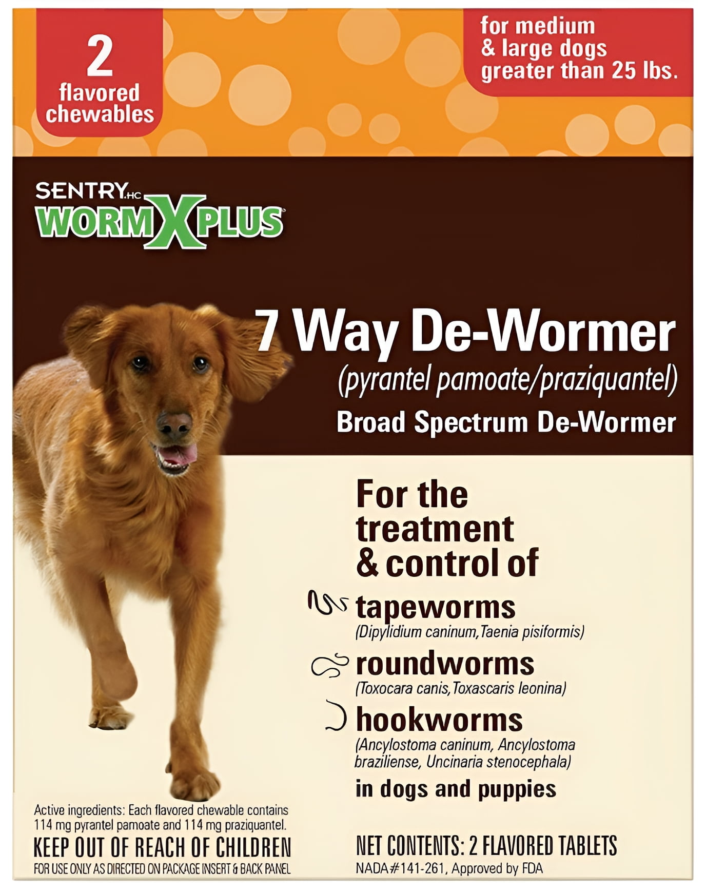 Sentry Broadspectrum Wormer 2 Pack for Large Dogs, Treats 7 Strains of ...