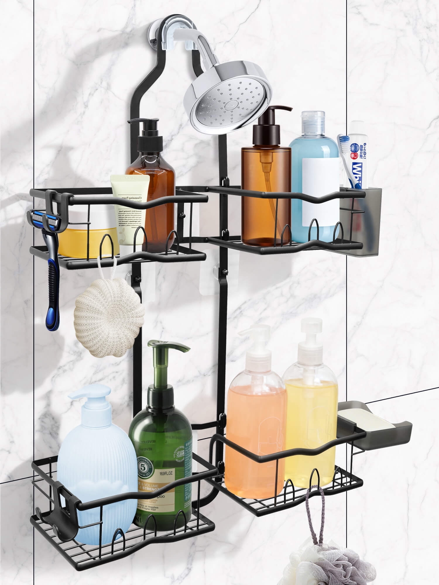Sentryse Shower Caddy Hanging, Never Rust Shower Organizer, Over The ...