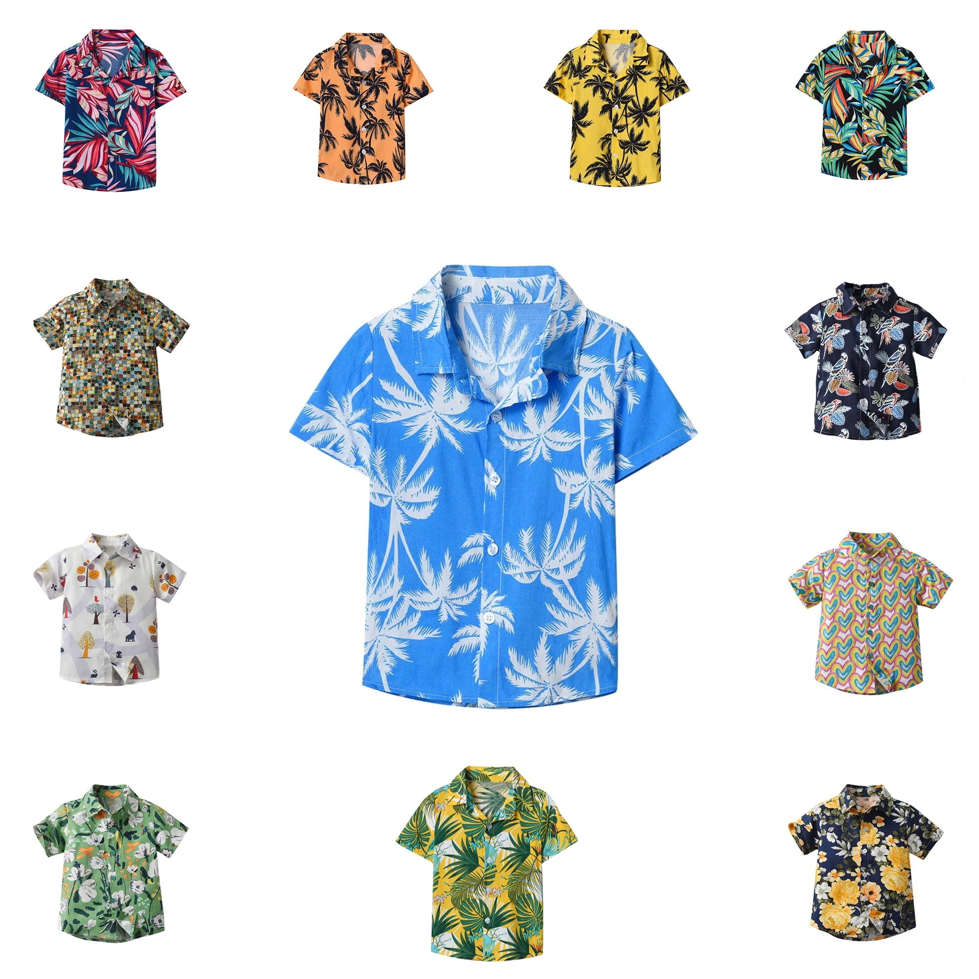 Sentuca Summer Boys Shirts Short Sleeve Button-down Shirts Hawaiian ...