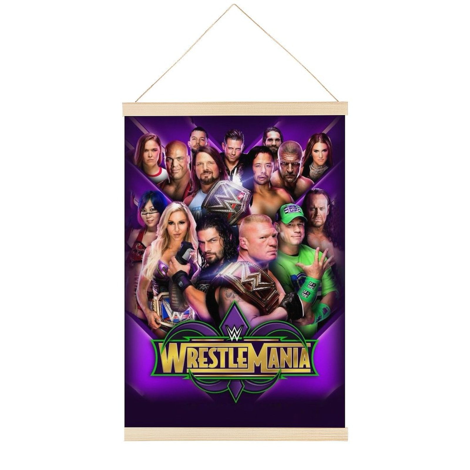 WWE Poster Wall Art Decor Hanging Paintings Wood Frame Hanger Magnetic ...
