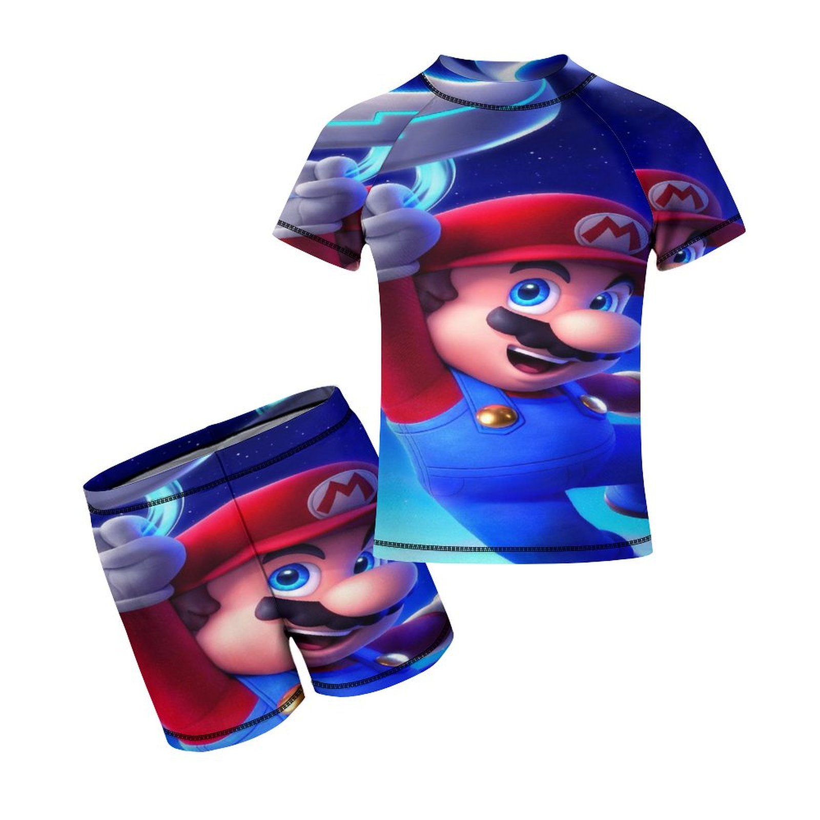 Kids Super Mario Boys Short Sleeve Bathing Suit 2 Piece Rash Guard ...