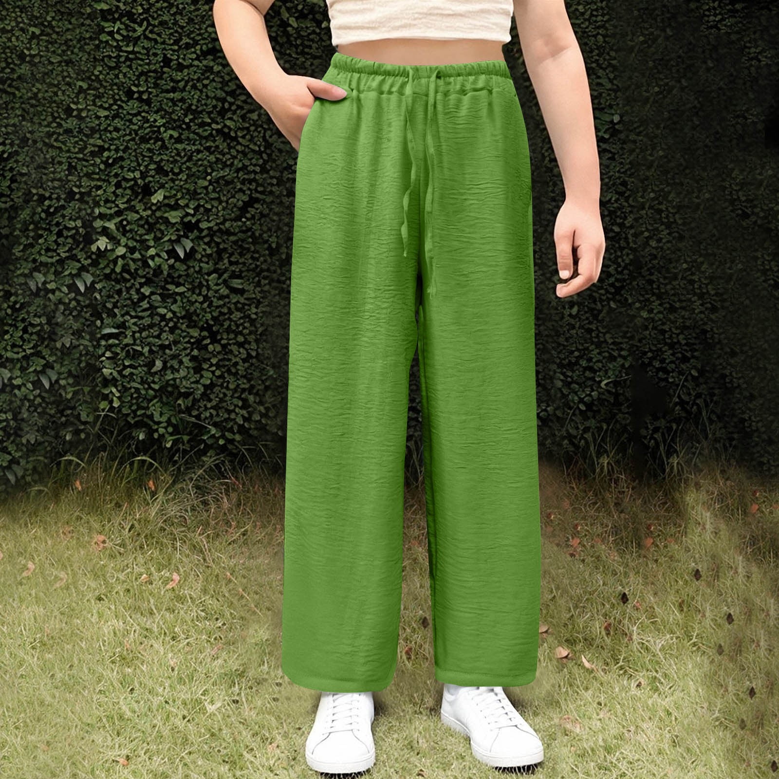 Sentuca Girls Pants Elastic Waist Drawstring Thin Sweatpants Straigh ...