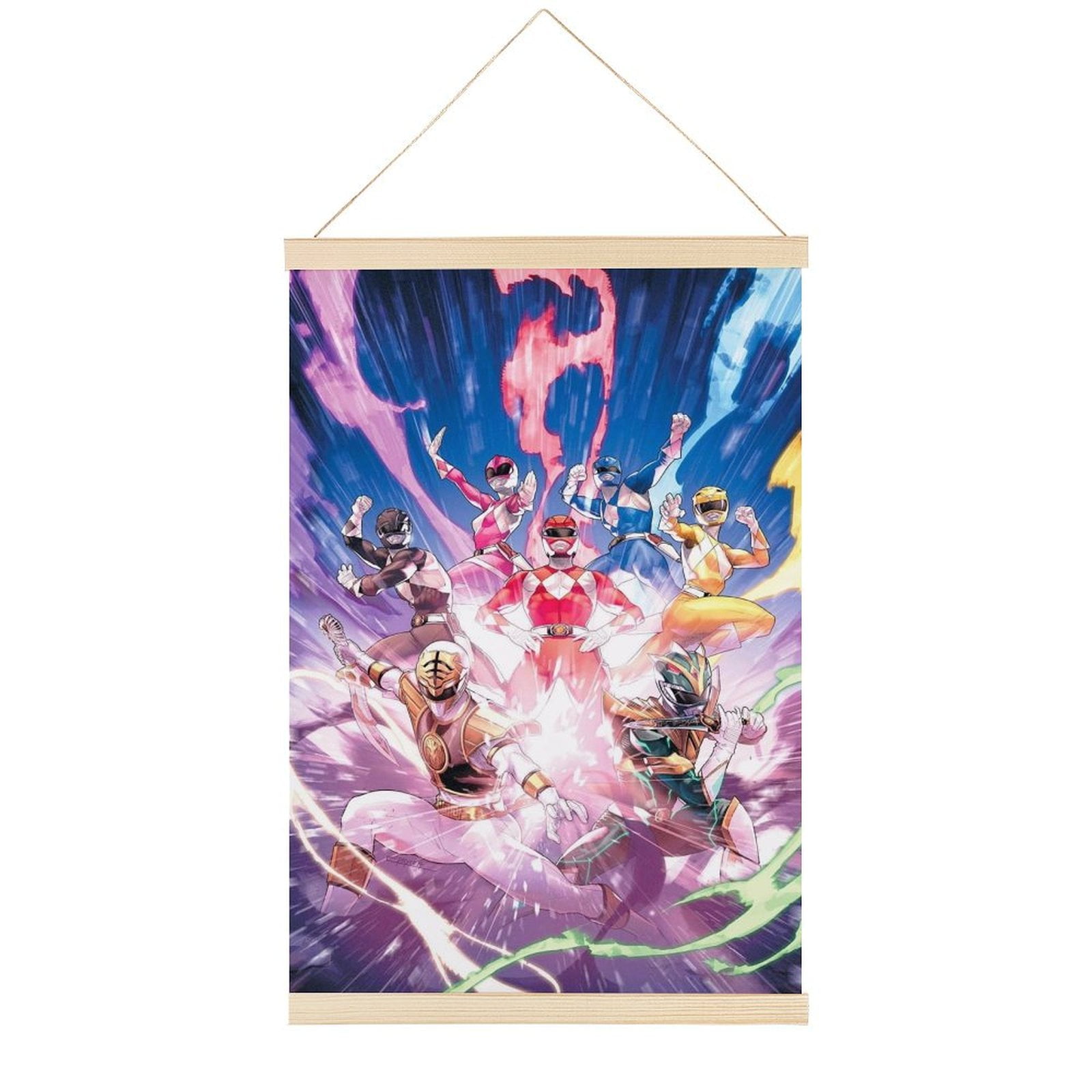 Power Rangers Poster Wall Art Decor Hanging Paintings Wood Frame Hanger ...