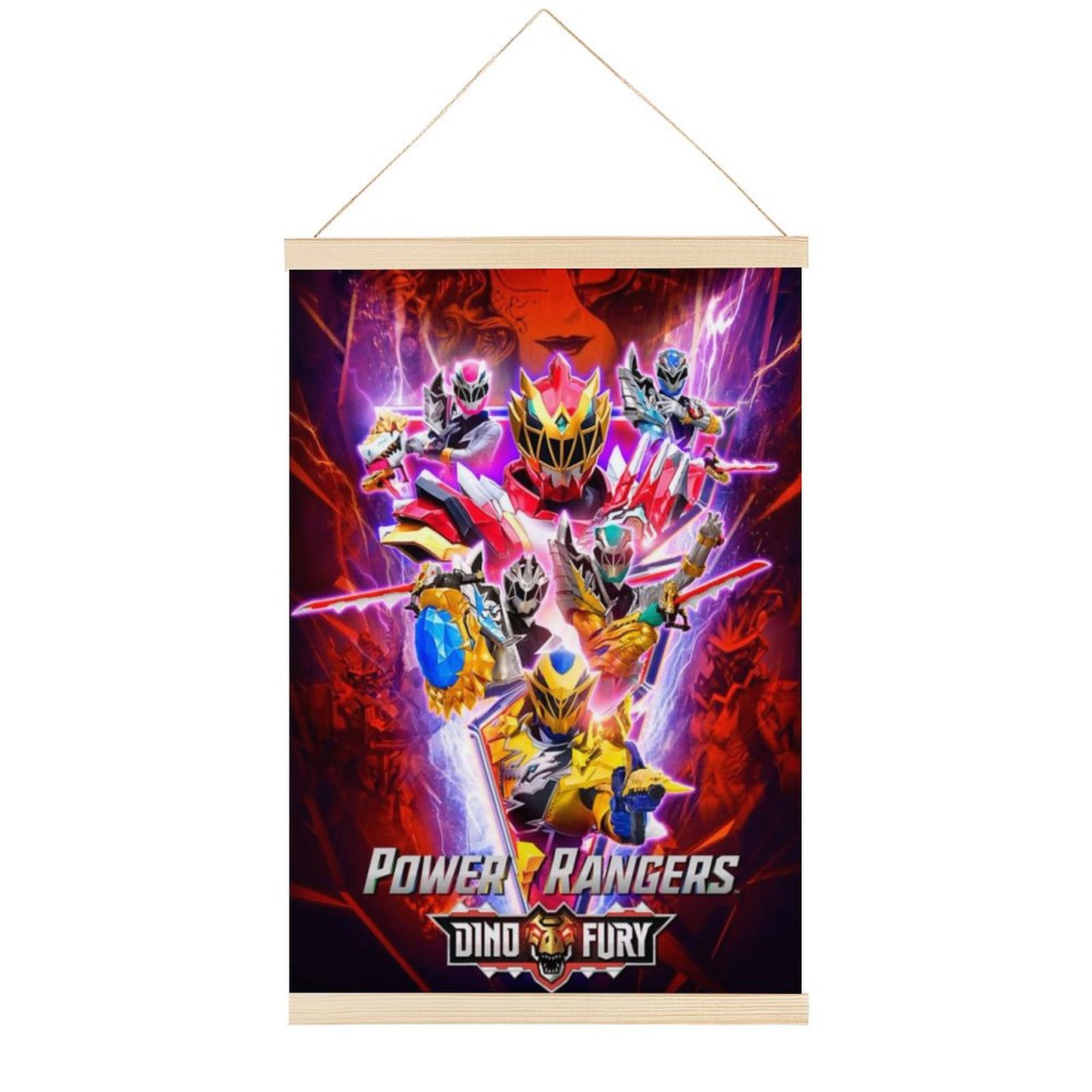 Power Rangers Poster Wall Art Decor Hanging Paintings Wood Frame Hanger ...