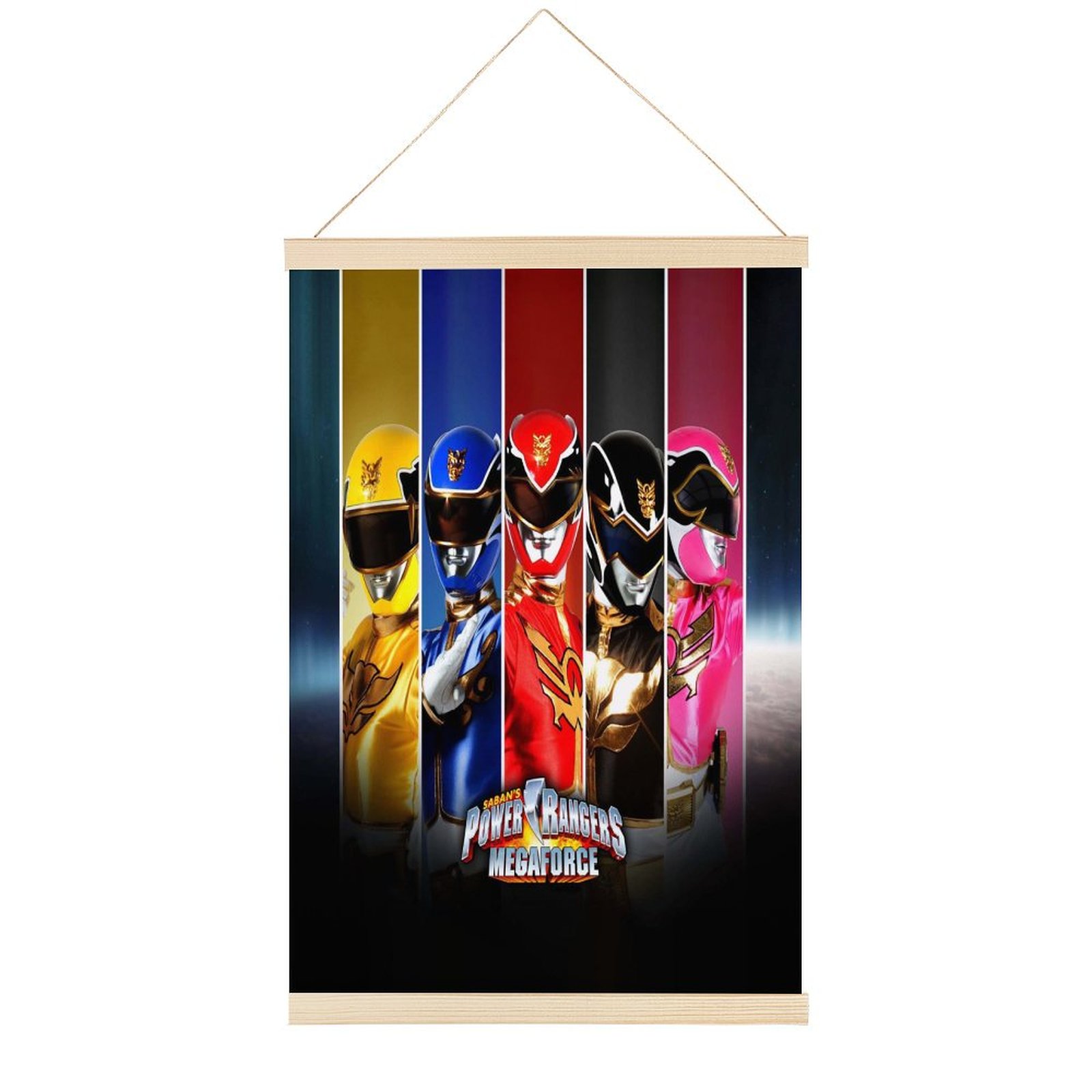 Power Rangers Poster Wall Art Decor Hanging Paintings Wood Frame Hanger ...