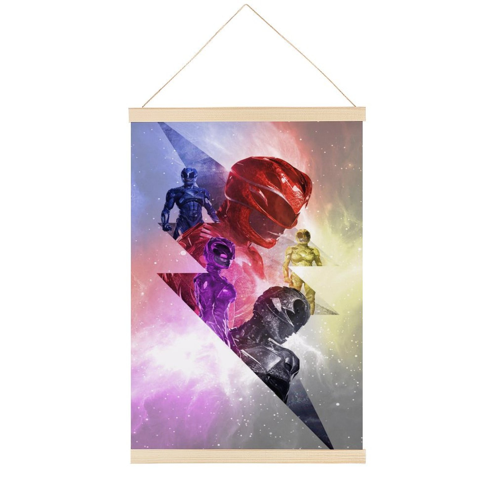 Power Rangers Poster Wall Art Decor Hanging Paintings Wood Frame Hanger ...
