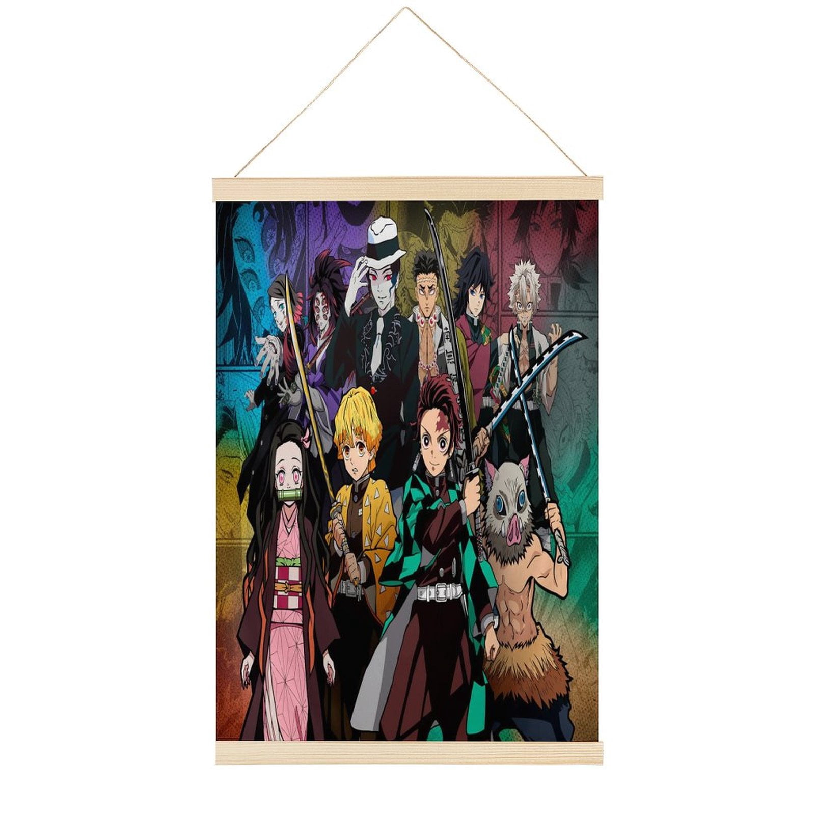 Demon Slayer Poster Wall Art Decor Hanging Paintings Wood Frame Hanger ...