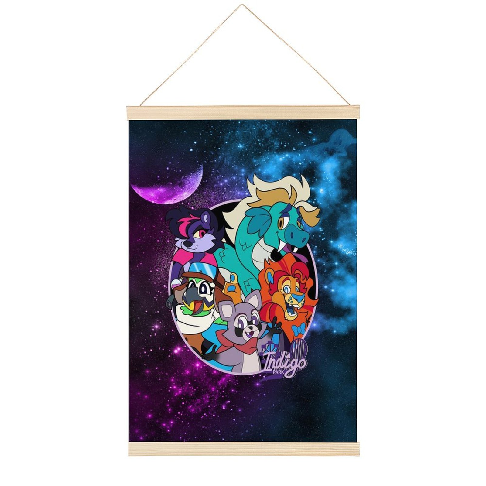 Indigo Park Poster Wall Art Decor Hanging Paintings Wood Frame Hanger ...