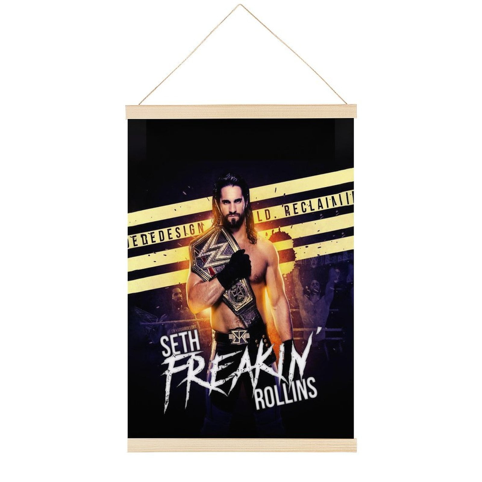 WWE Poster Wall Art Decor Hanging Paintings Wood Frame Hanger Magnetic ...