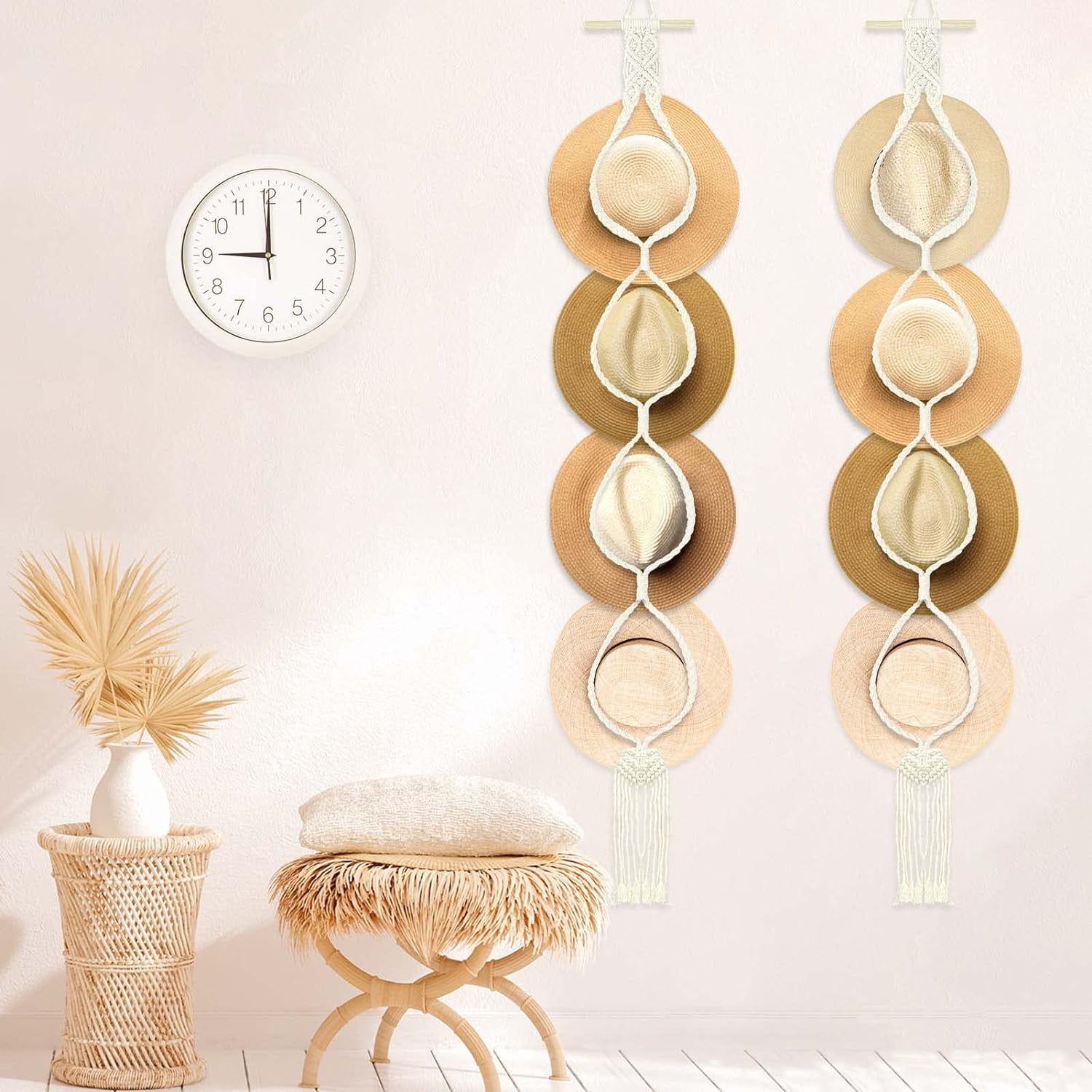 Senya 2Pcs Macrame Hat Hanger, Boho Hat Hangers for Wall, Decorative ...