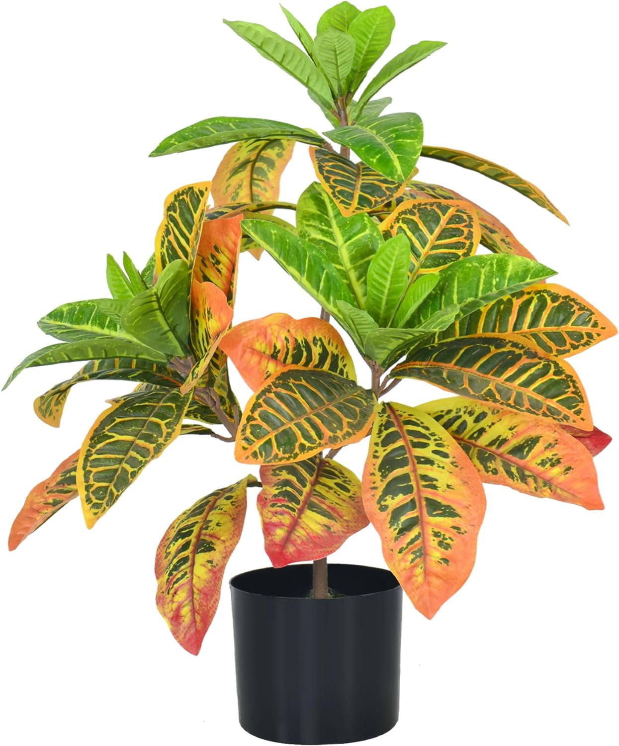 Senya Fake Plant Artificial Croton Plant, 23.6CM Tall with Colorful ...