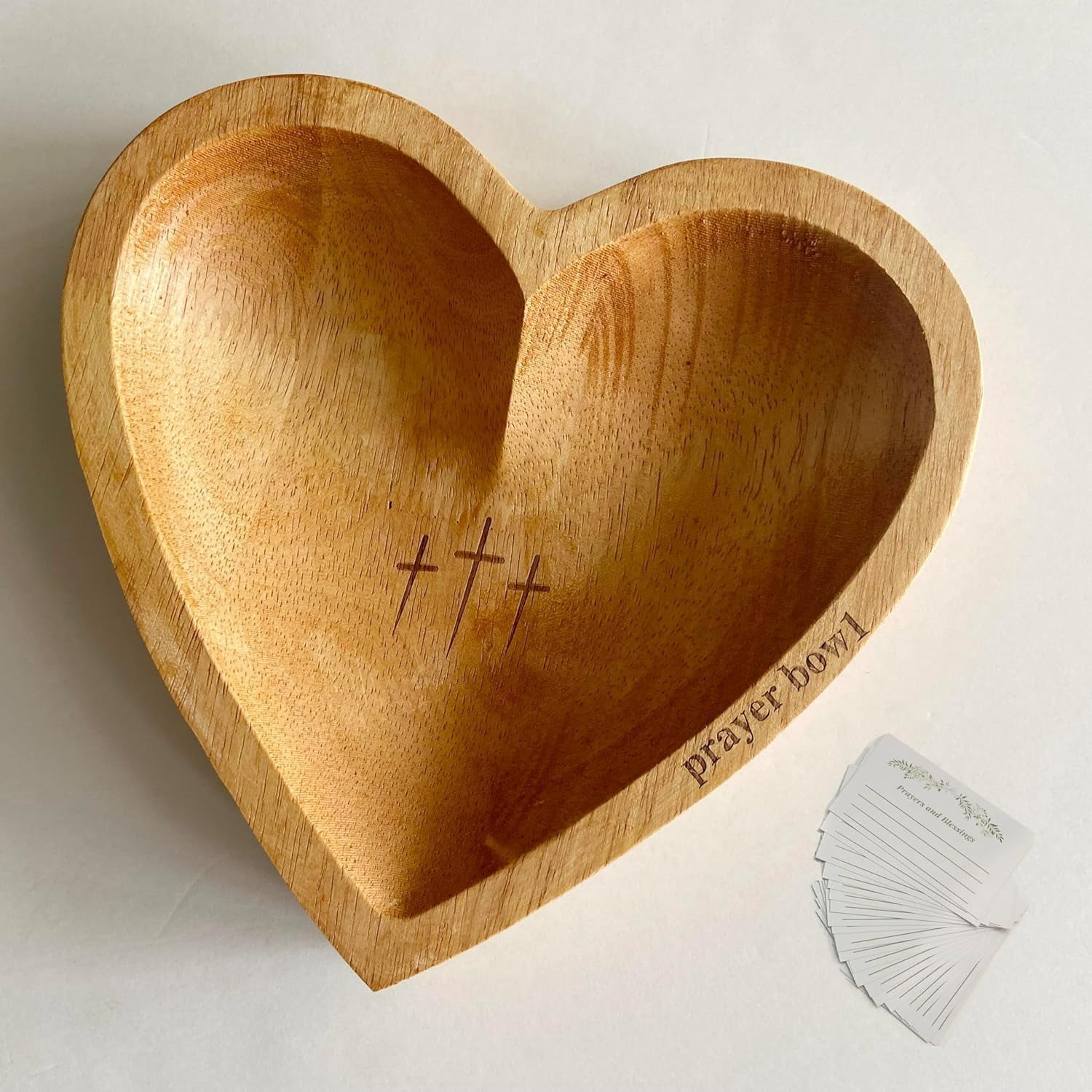 Senya Prayer Bowl with Cards, Heart Prayer Bowl Wooden, Christian Gifts ...