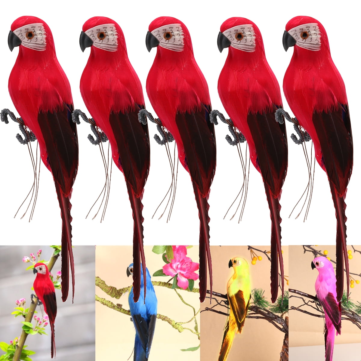 Senyresg 5Pcs Artificial Handmade Simulation Parrot Lawn Figurine ...