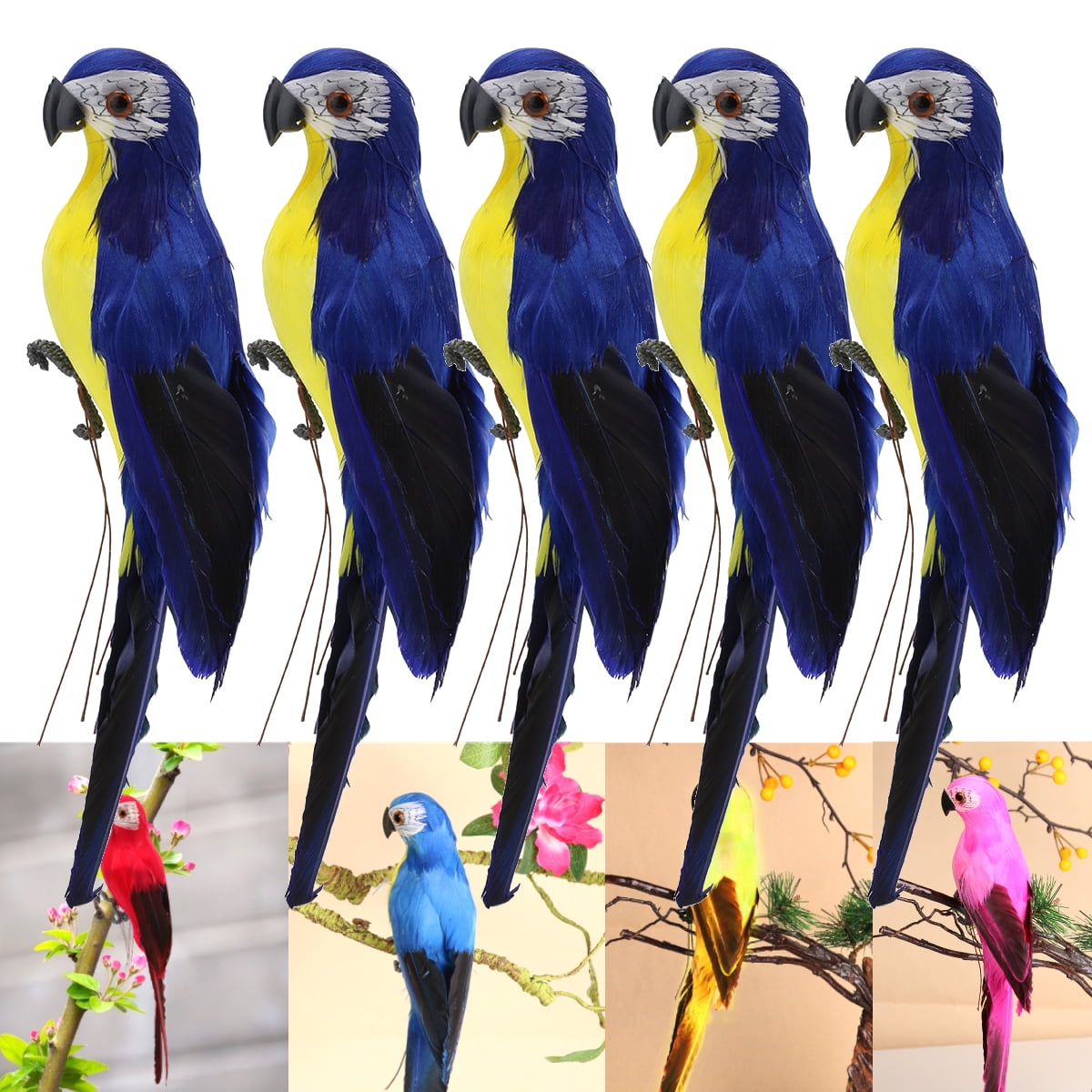 Senyresg 5Pcs Artificial Handmade Simulation Parrot Lawn Figurine ...