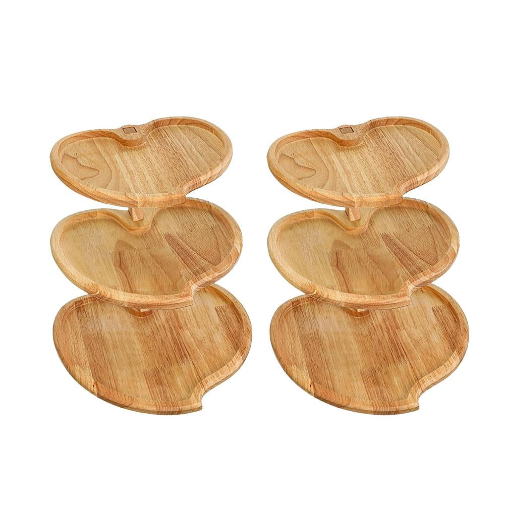 Senza Fretta 3 Tier Wooden Tiered Tray Stand, Heart Shaped Wood Stand ...