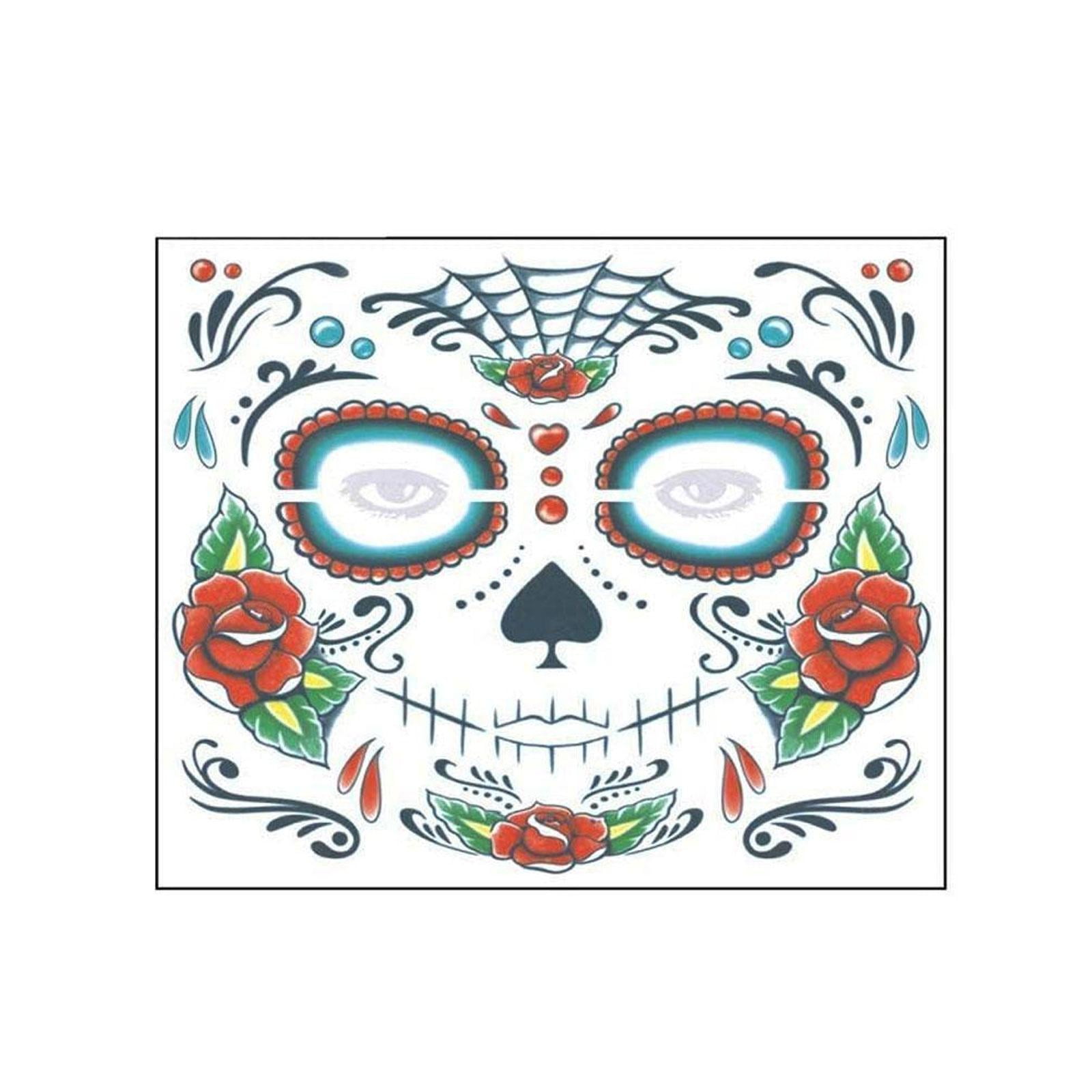 Senza Waterproof Day Of The Dead Face Dress Up Halloween Temporary ...