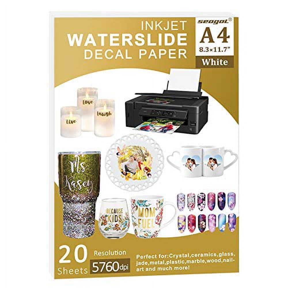 Seogol Waterslide Decal Paper for Inkjet Printers, 20 Sheet A4 Size ...
