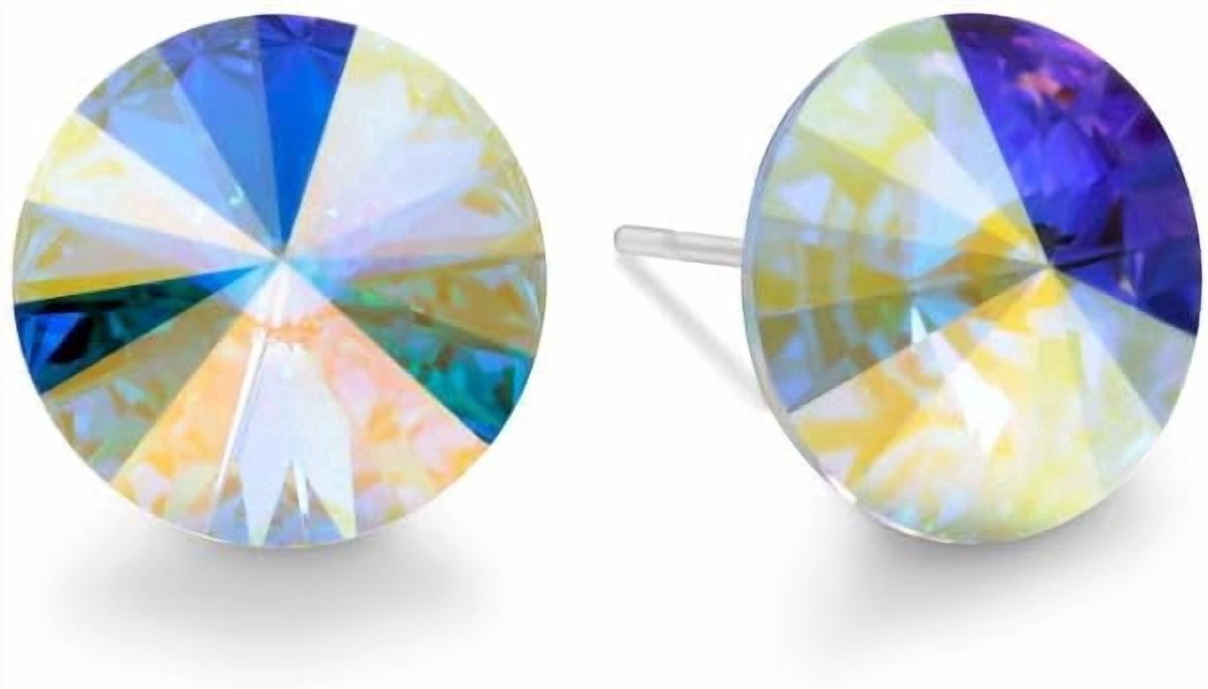 Seona Ella 10mm Crystal Stud Earrings for Women, Hypoallergenic ...